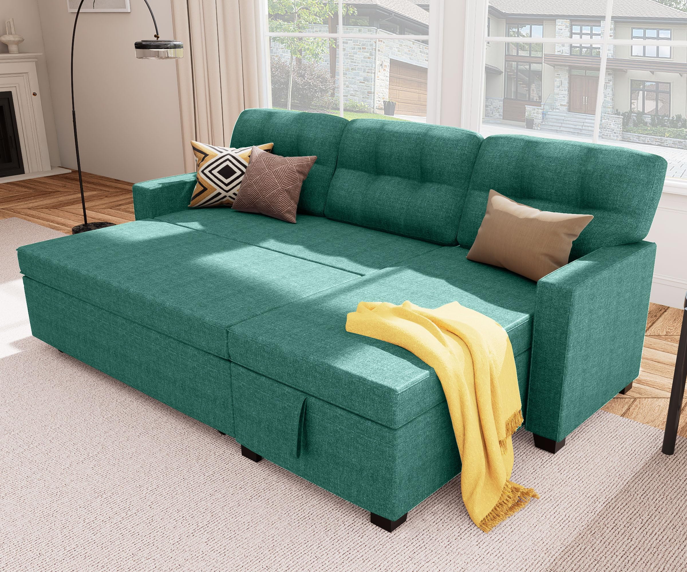 Reversible Sectional Sleeper Sofa with Storage Chaise – Modern Linen ...