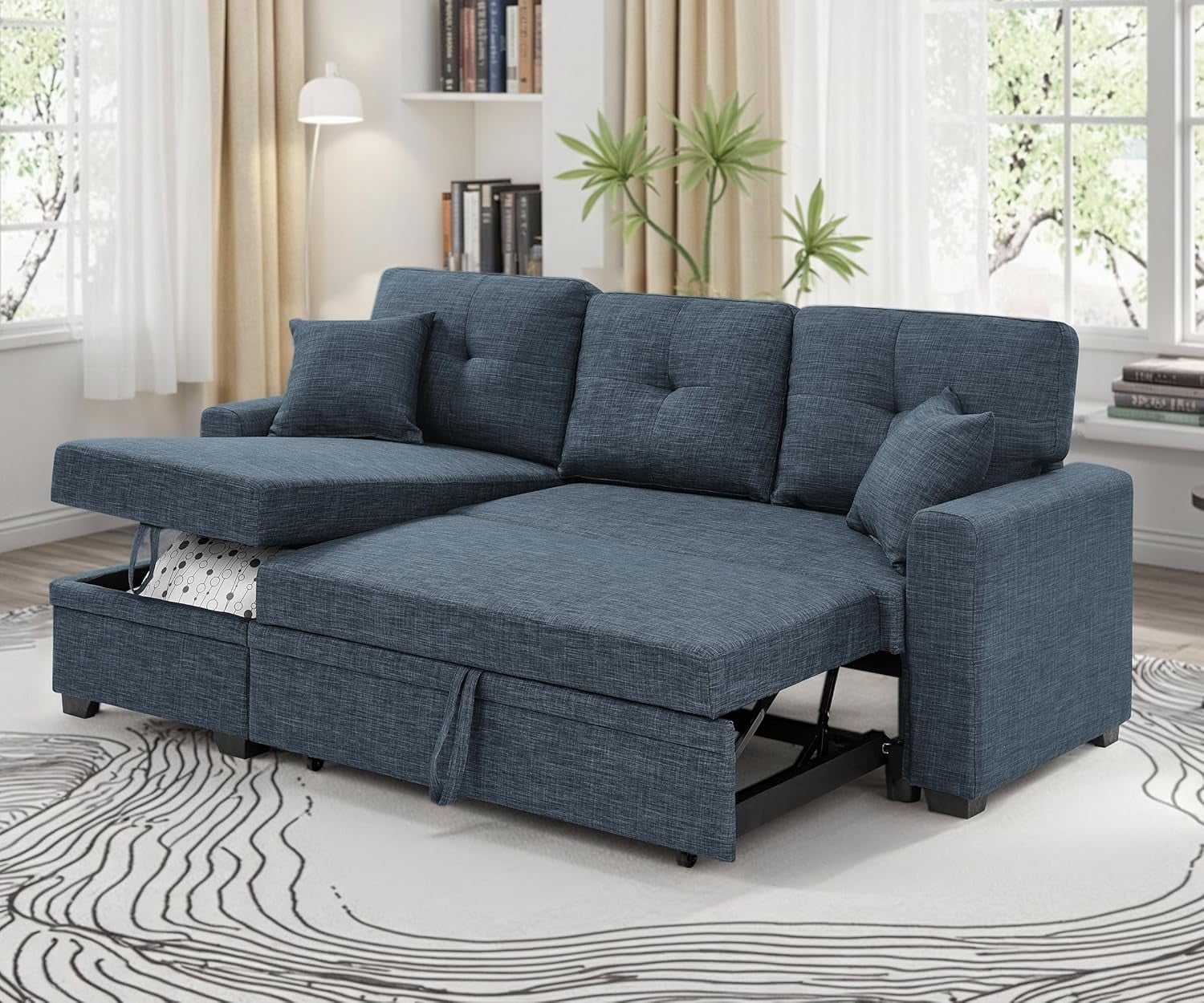 Reversible Sectional Sofa Couch, Sleeper Sofa Bed with Storage Chaise ...