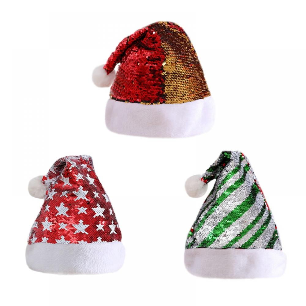 Reversible Sequin Santa Hats – Christmas Hat Sparkle Red/Green Color ...