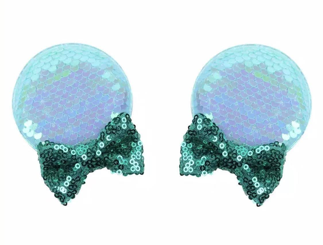 Reversible Teal Minnie Ears Hair Clip, Purple Minnie Ear Clips, Mickey ...