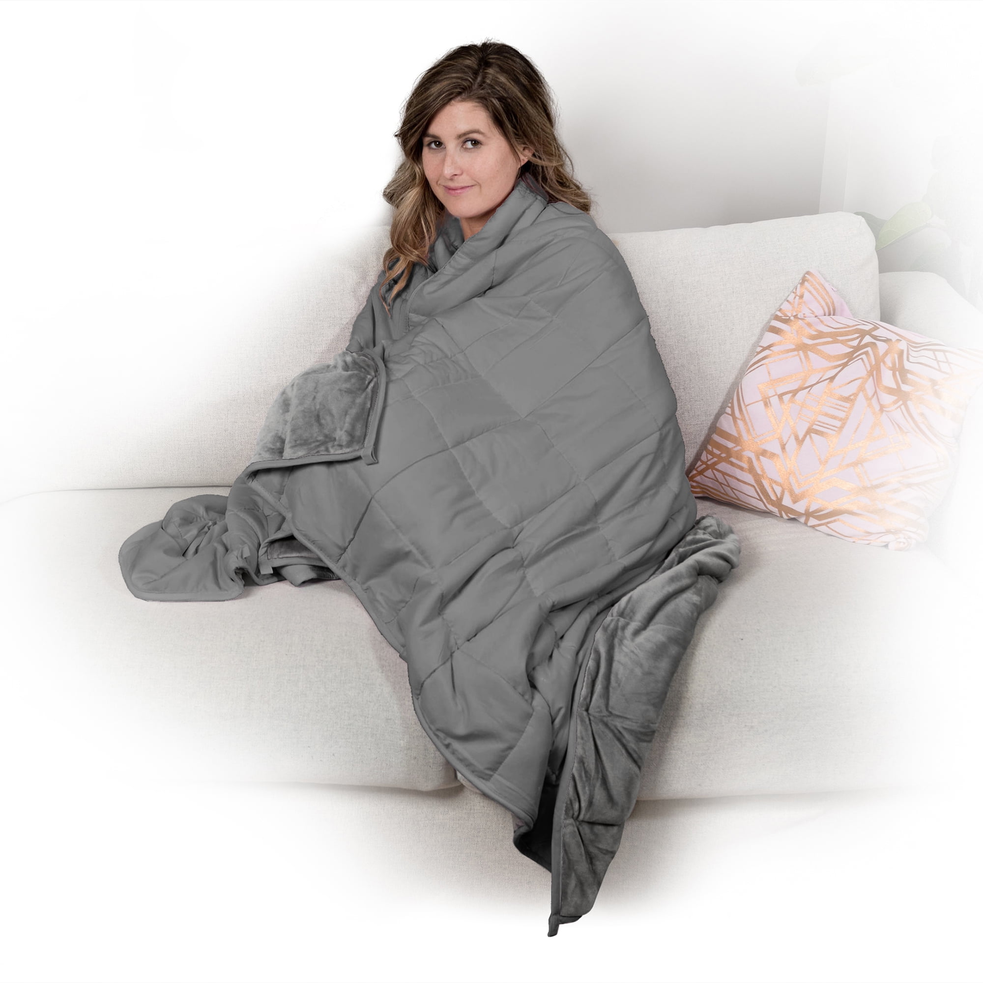 Reversible Weighted Anti-Anxiety Blanket - Grey/Grey - 15lb - Walmart.com