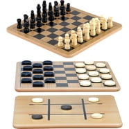KiddiTouch 15 inch Magnetic Wooden Chess Set 2 in 1 Folding Chess Board ...
