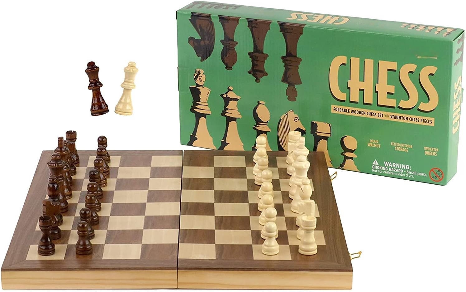 Reversible Wooden Board for Chess, Checkers & Tic-Tac-Toe ...