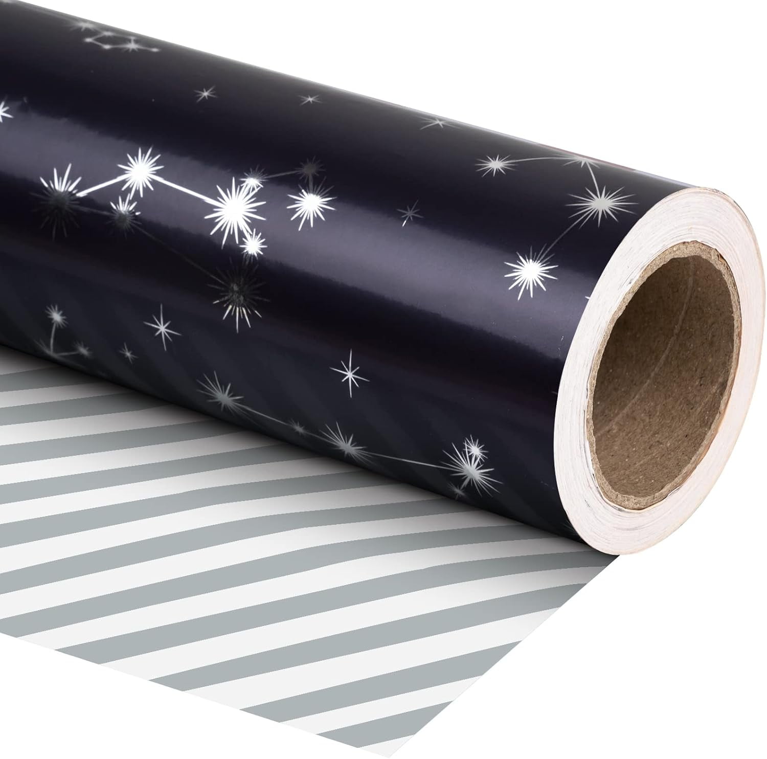 Reversible Wrapping Paper - 24 Inch X 100 Feet Jumbo Roll Navy and ...