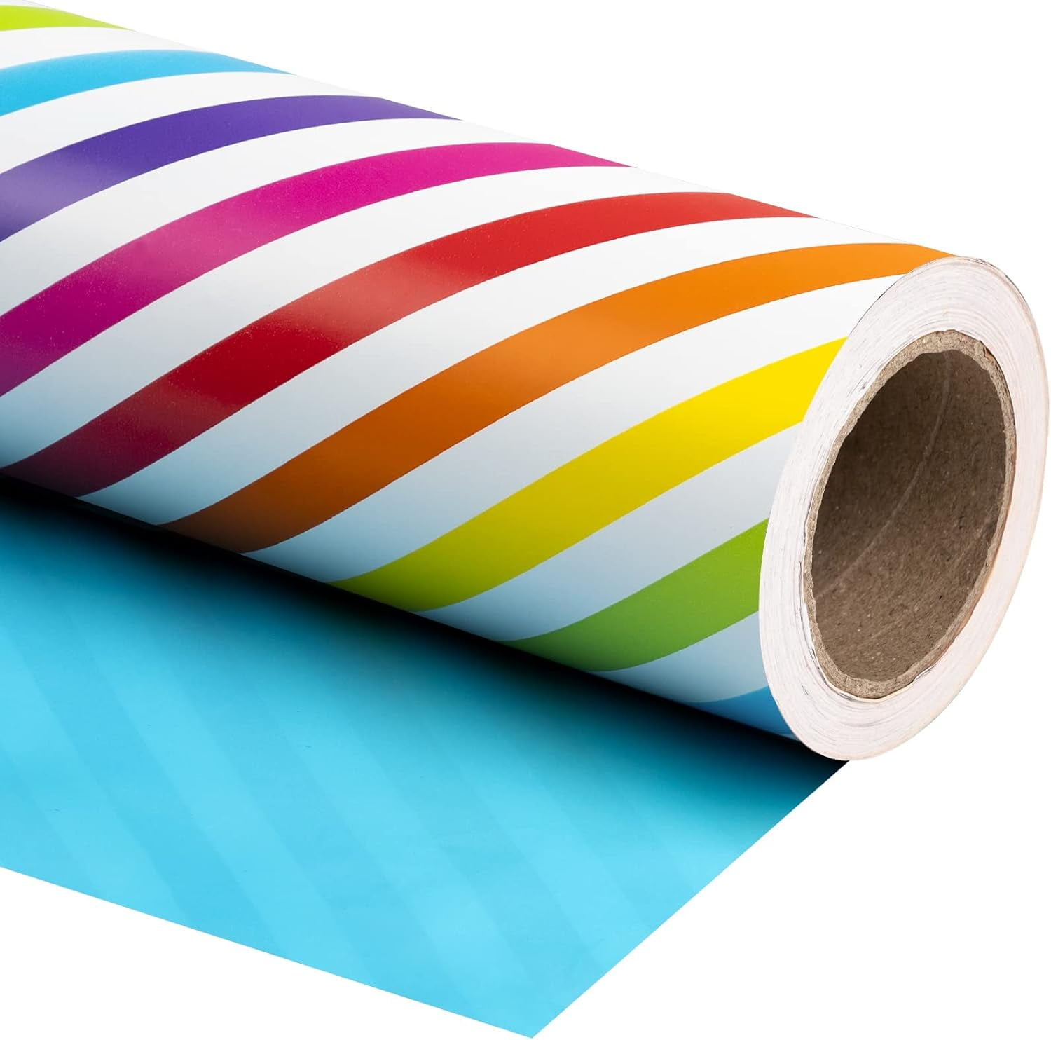Reversible Wrapping Paper - 30 Inch x 33 Feet - Rainbow Stripe and ...