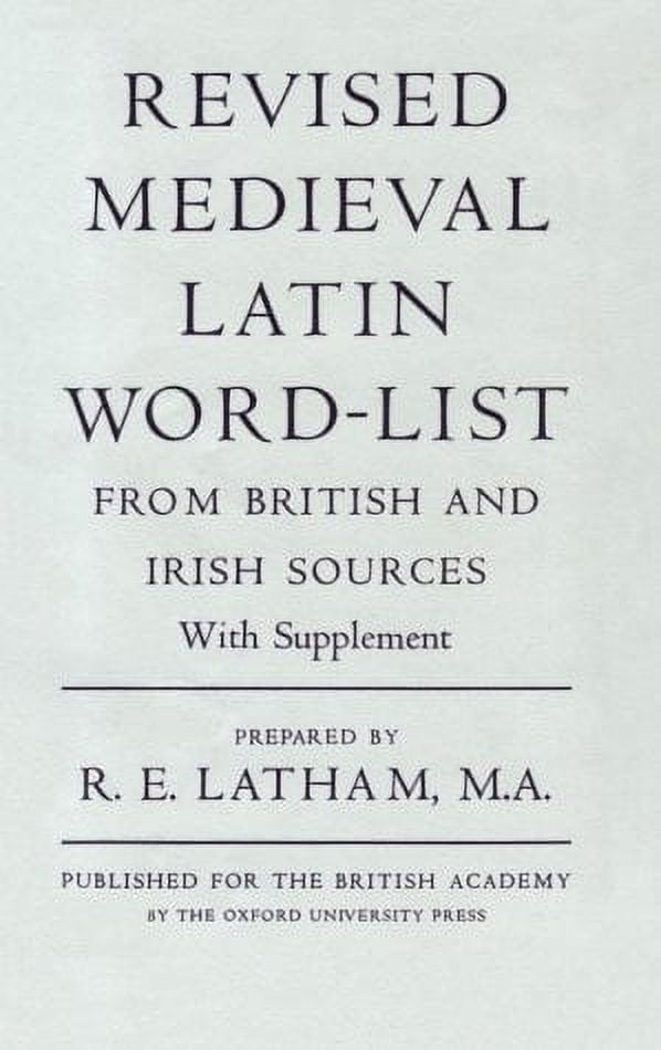Pre-Owned Revised Medieval Latin Word-List from British and Irish ...