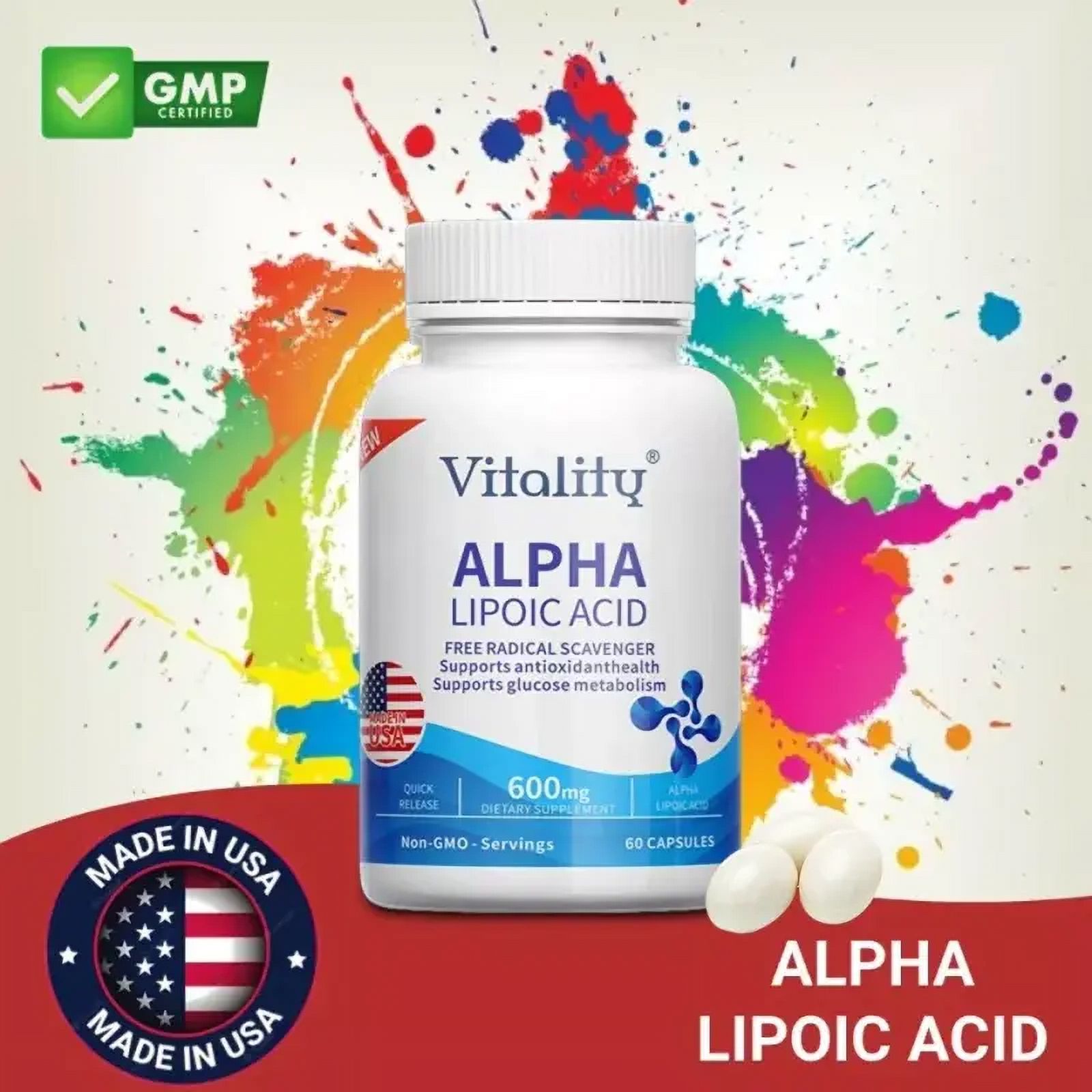 Revita Alpha Lipoic Acid 600mg Extra Strength ALA Supplement 60 ...