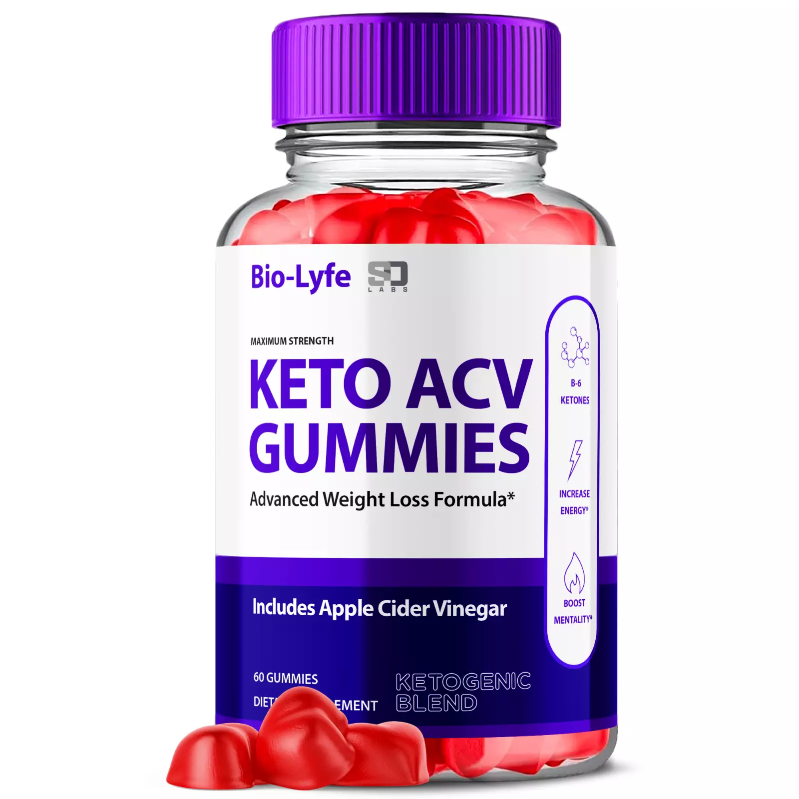 Revita Bio Lyfe Biolyfe Keto ACV Gummies 1000MG Apple Cider Vinegar 60 ...