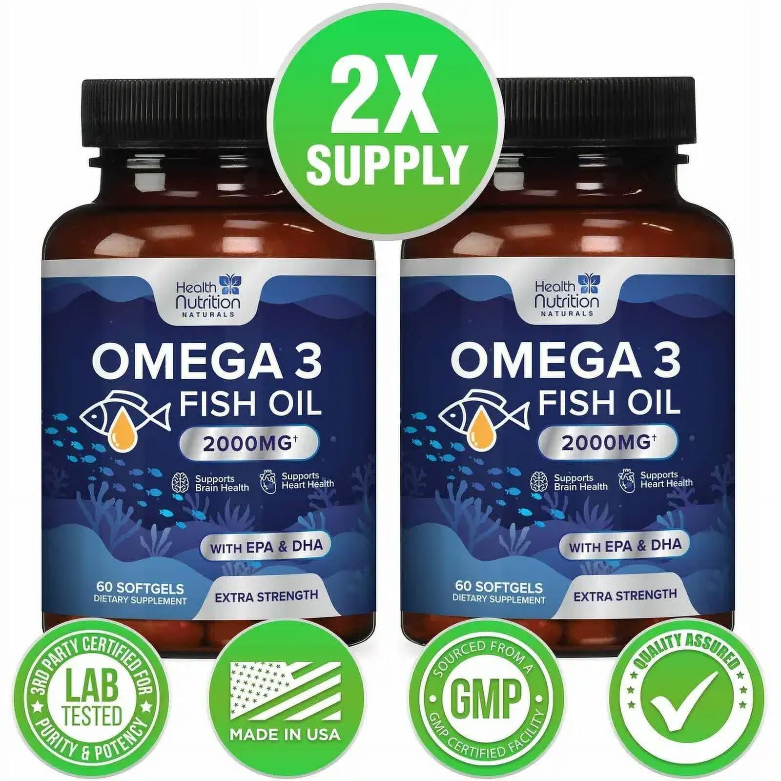 Revita Omega 3 Fish Oil Capsules Triple Strength 2000mg EPA & DHA, 2 Pack - Best Value ...