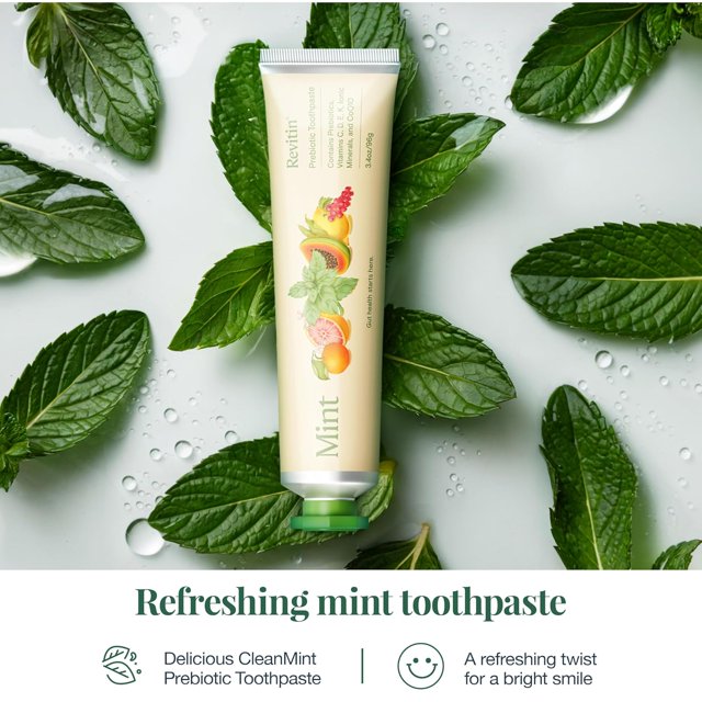 Revitin Natural Toothpaste and Prebiotic Oral Therapy 3.4oz, Mint ...