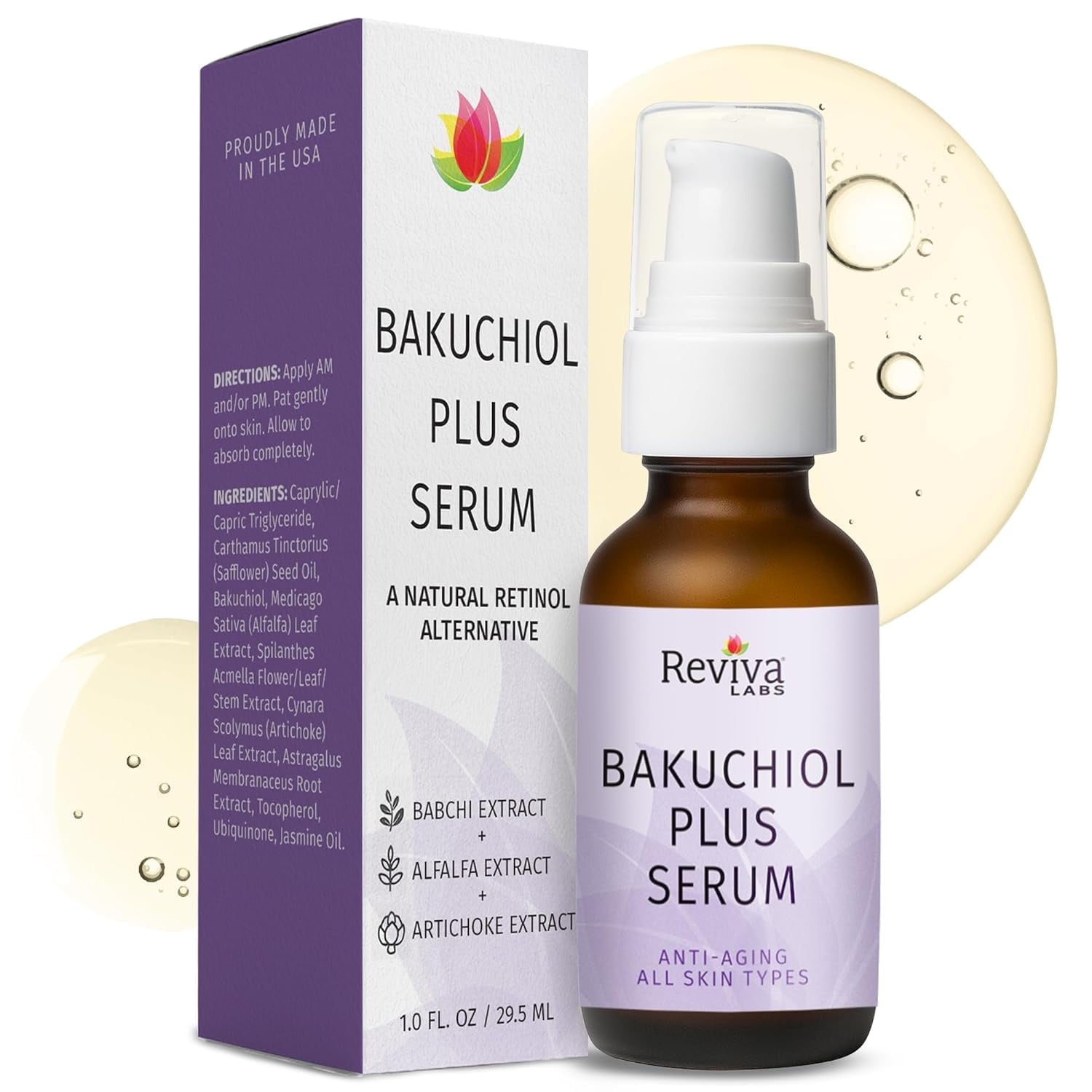Reviva Labs Bakuchiol Serum – Retinol Alternative Serum with Alfalfa ...