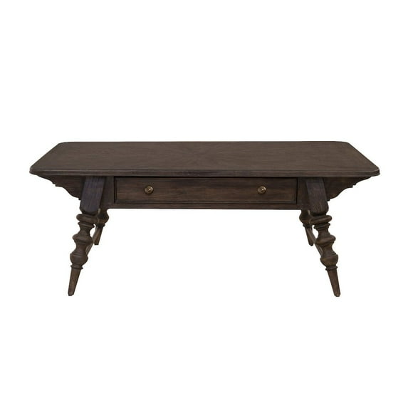 Revival Row Wood Cocktail Table with Drawer in Brown Finish by Pulaski ...