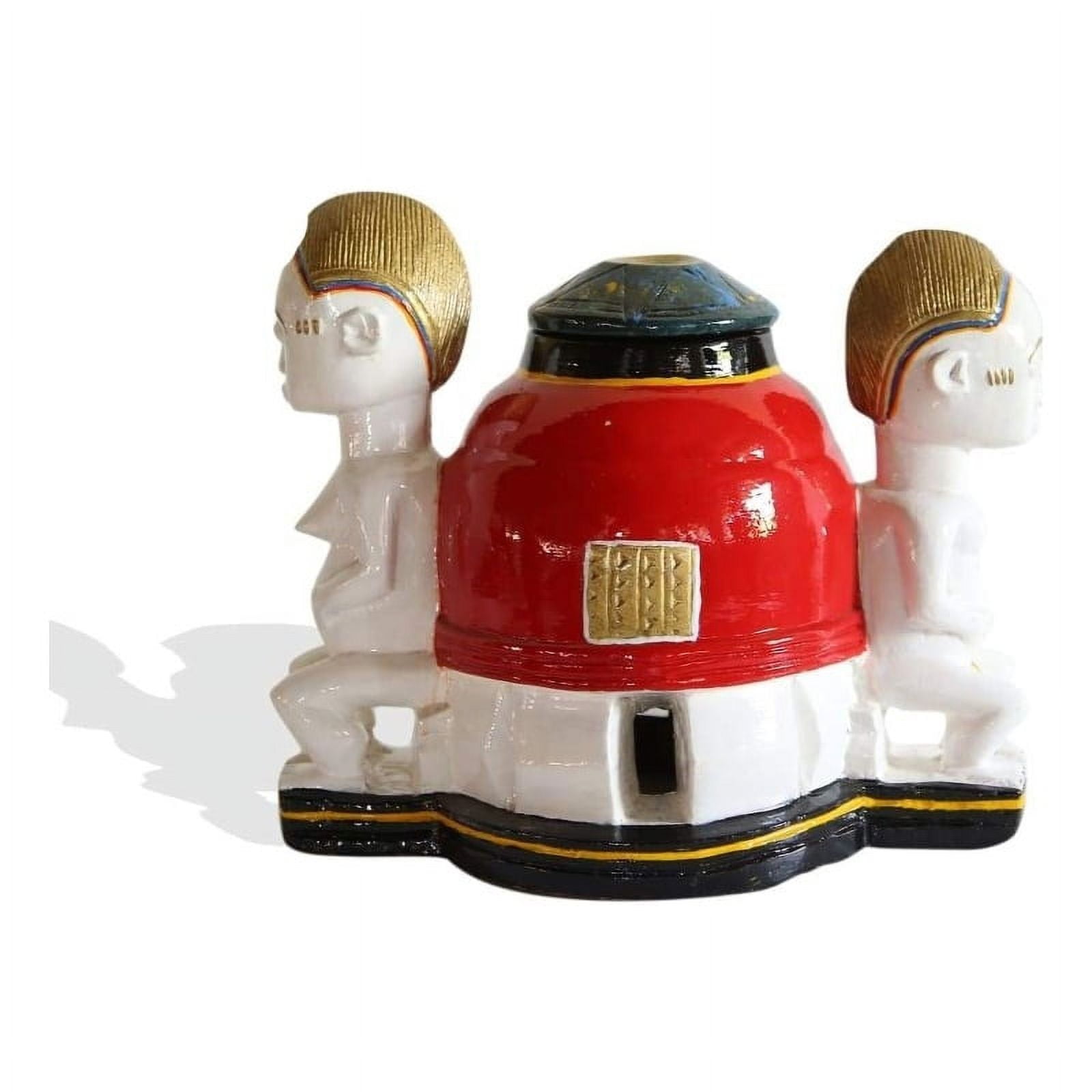 Revived Vintage Baule Twin Statues Centerpiece Tabletop Decor Bowl ...