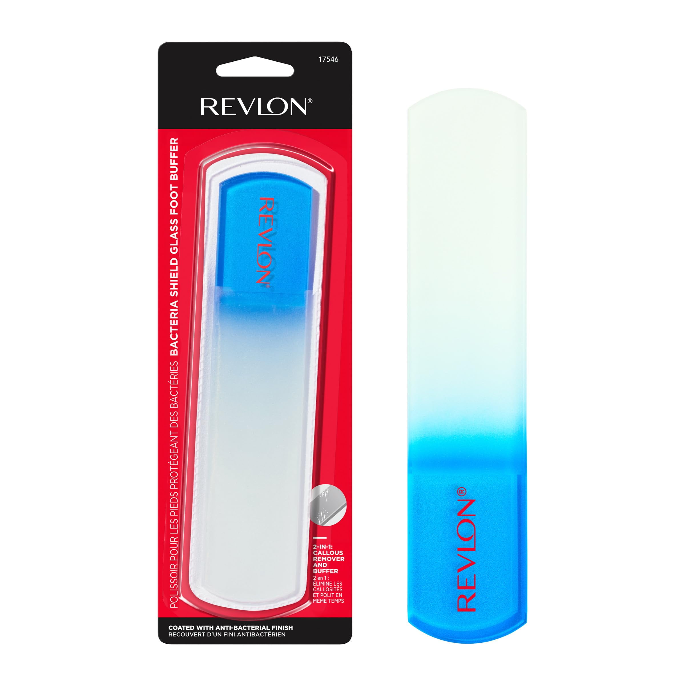 Revlon Bacteria Shield Glass Foot Buffer with Anti-Bacterial Technology ...