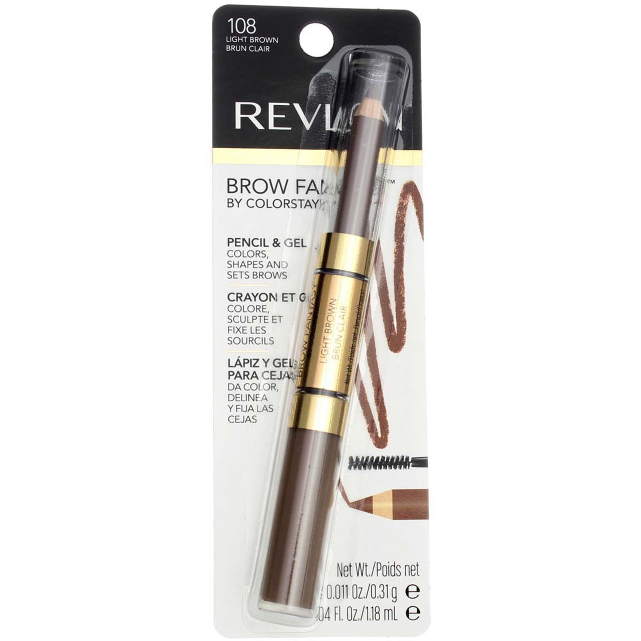 Revlon Brow Fantasy Pencil and Gel, Light Brown, Eyebrow Filler, Pack ...