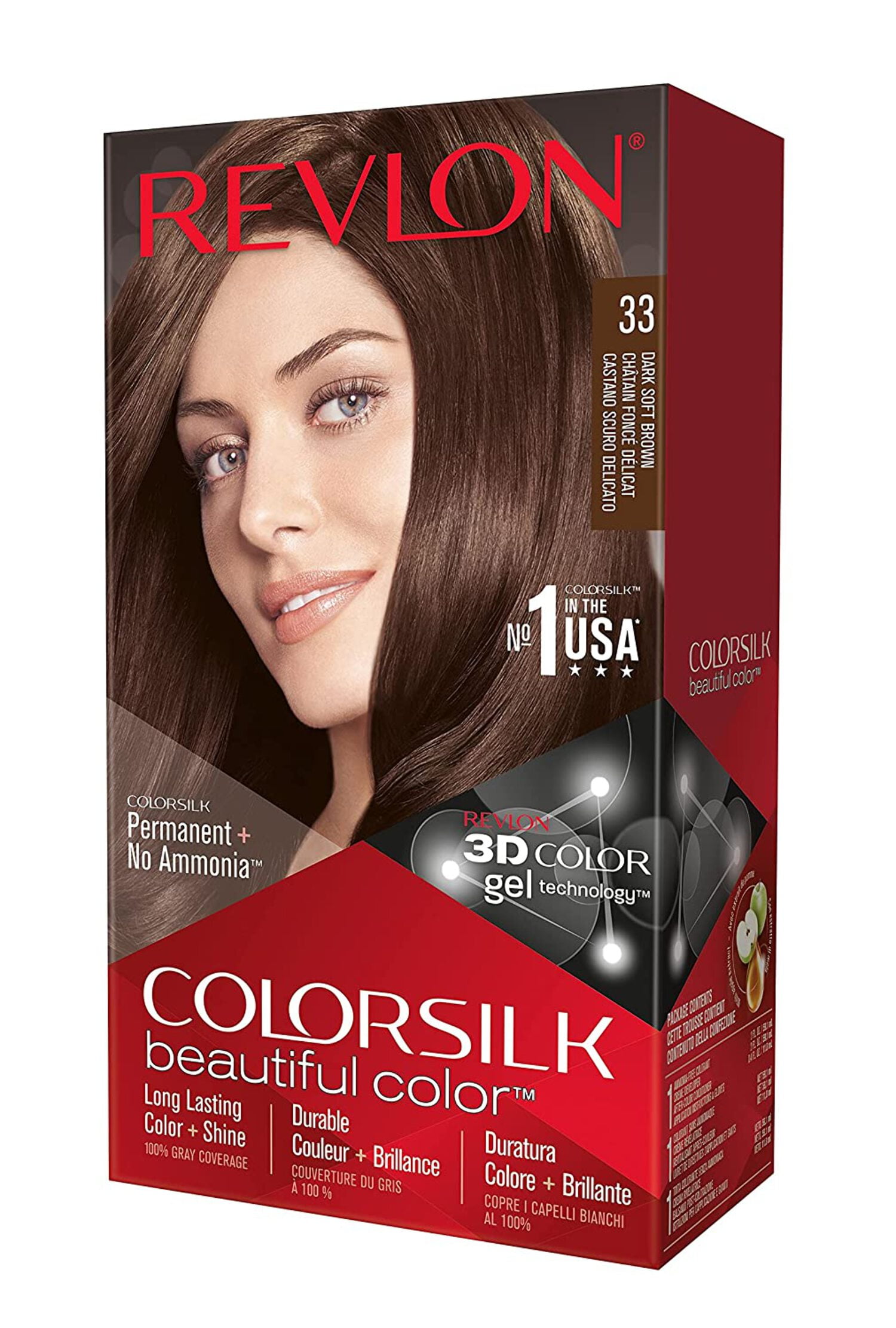 REVLON - COLORSILK Beautiful Color Permanent Hair Dye Kit, Dark Soft ...