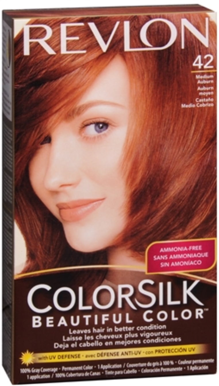 Revlon ColorSilk Medium Auburn Permanent Hair Color, Dye Kit Box, 1 ...