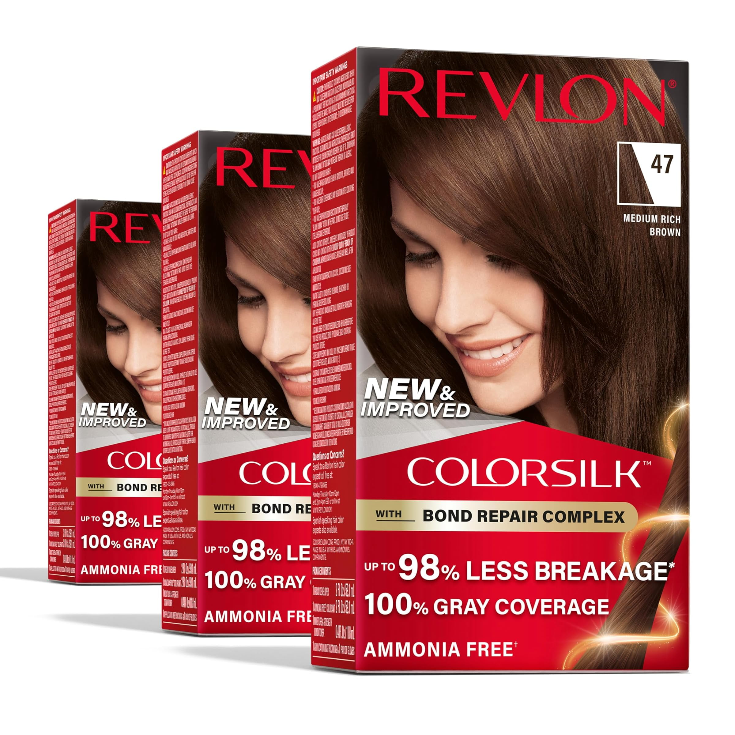 Revlon ColorSilk with Bond Repair Complex, Brown Permanent Hair Color ...