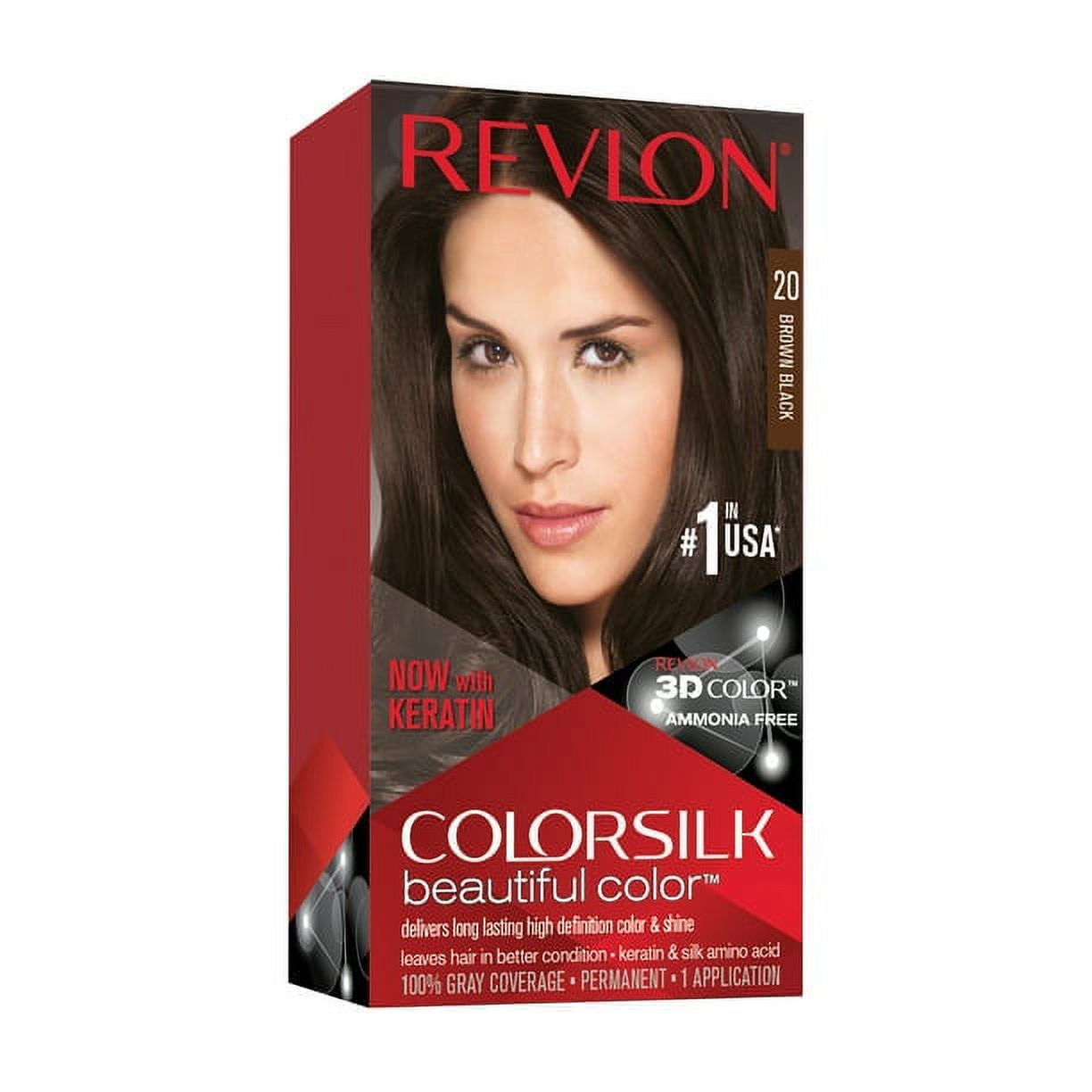 Revlon ColorSilk Hair Dye, 20 Brown Black, Long-Lasting Shine ...
