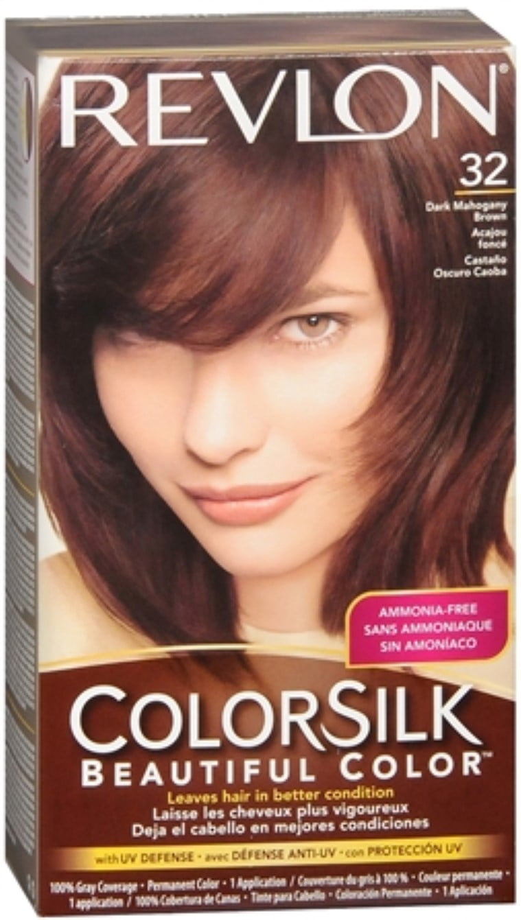 Revlon ColorSilk Hair Color [32] Dark Mahogany Brown 1 ea (Pack of 2 ...