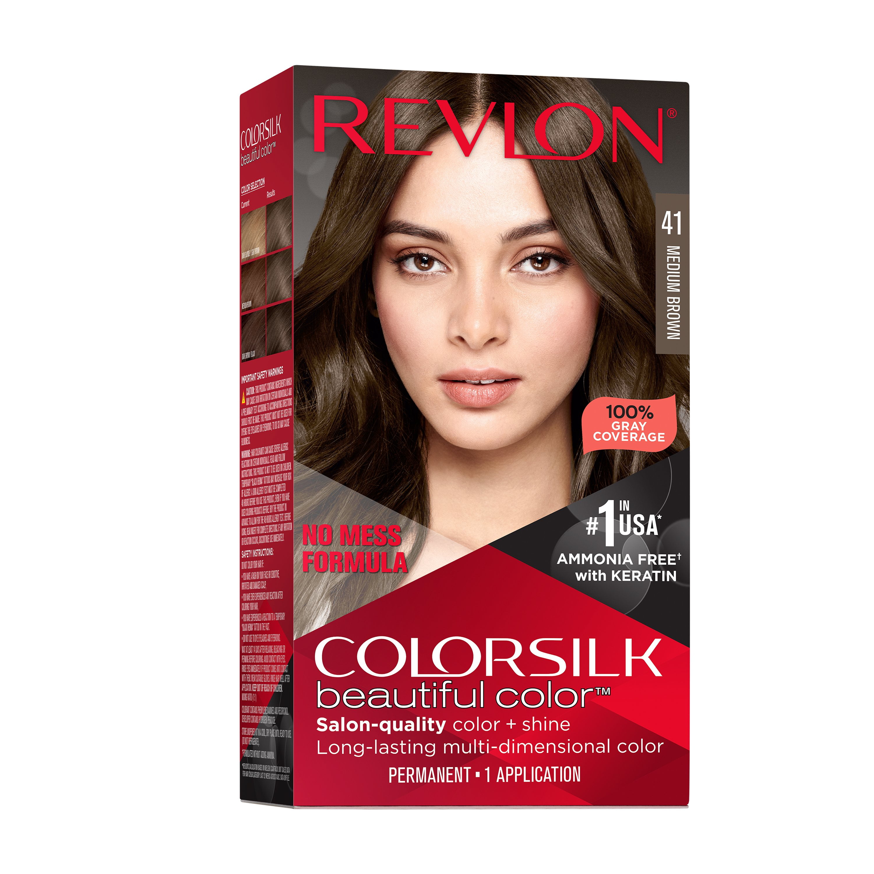 Revlon ColorSilk Hair Color - 41 Medium Brown, Each (Package May Vary ...