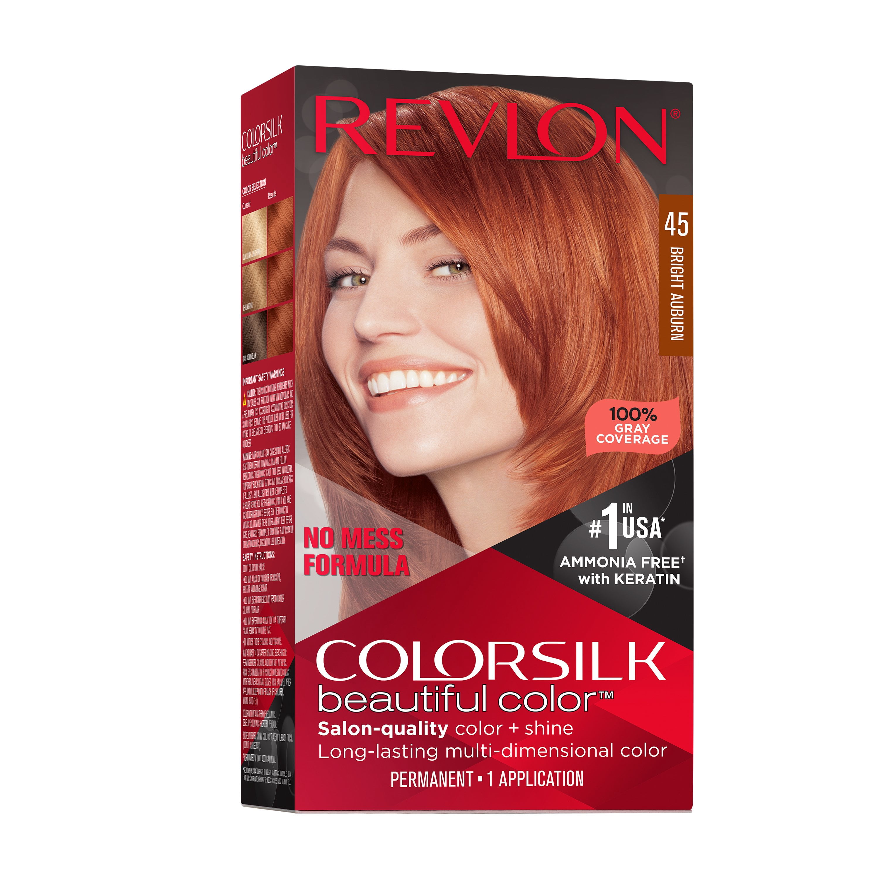 Revlon ColorSilk Hair Color 45 - Bright Auburn - Each (Packaging Varies ...