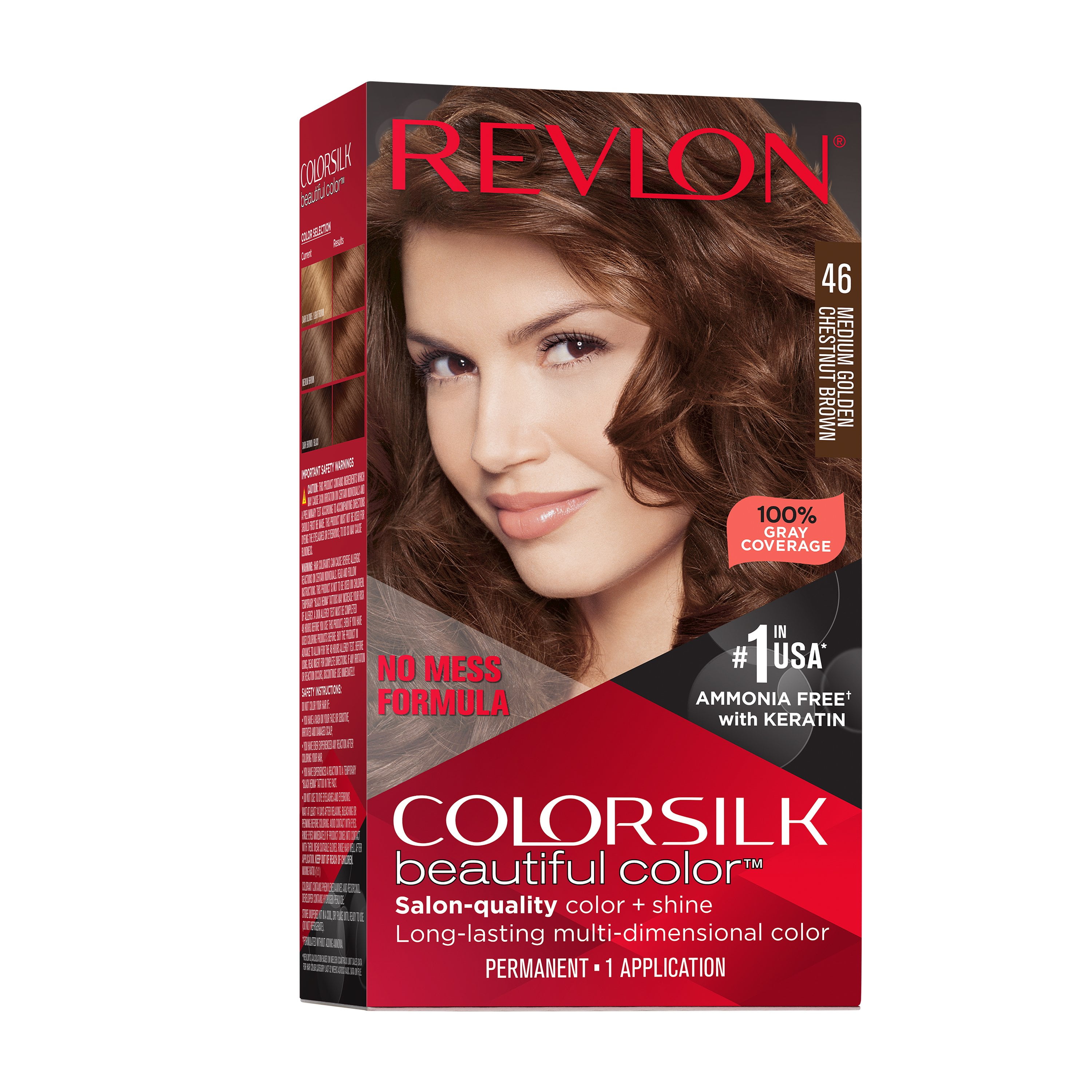Revlon ColorSilk Hair Color - 46 Medium Gold Chestnut Brown, Each ...