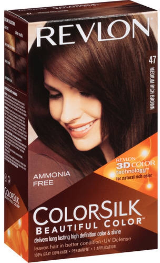 Revlon ColorSilk Hair Color [47], Medium Rich Brown 1 ea (Pack of 4 ...