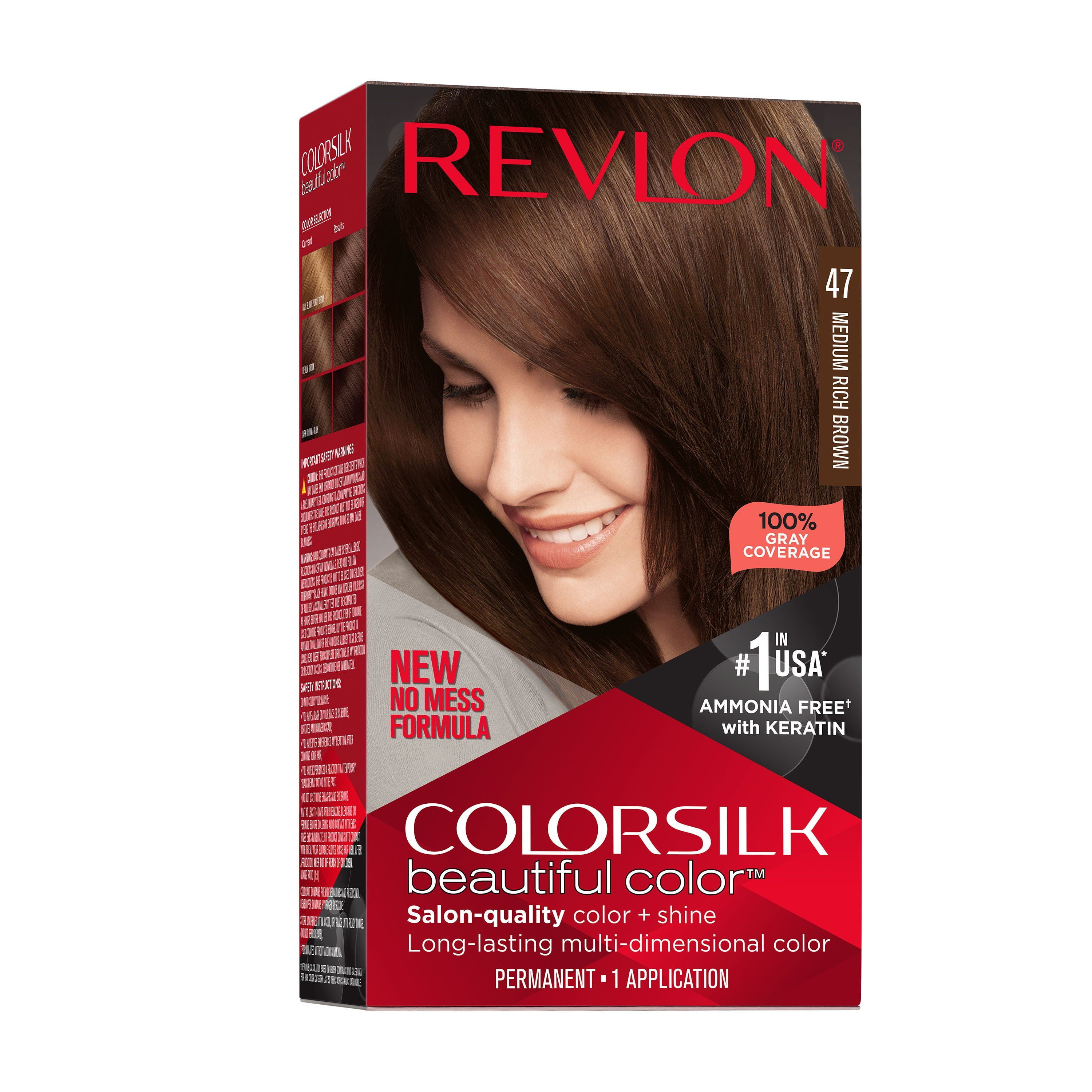 Revlon ColorSilk Hair Color - 47 Medium Rich Brown - Each (Pack of 2 ...