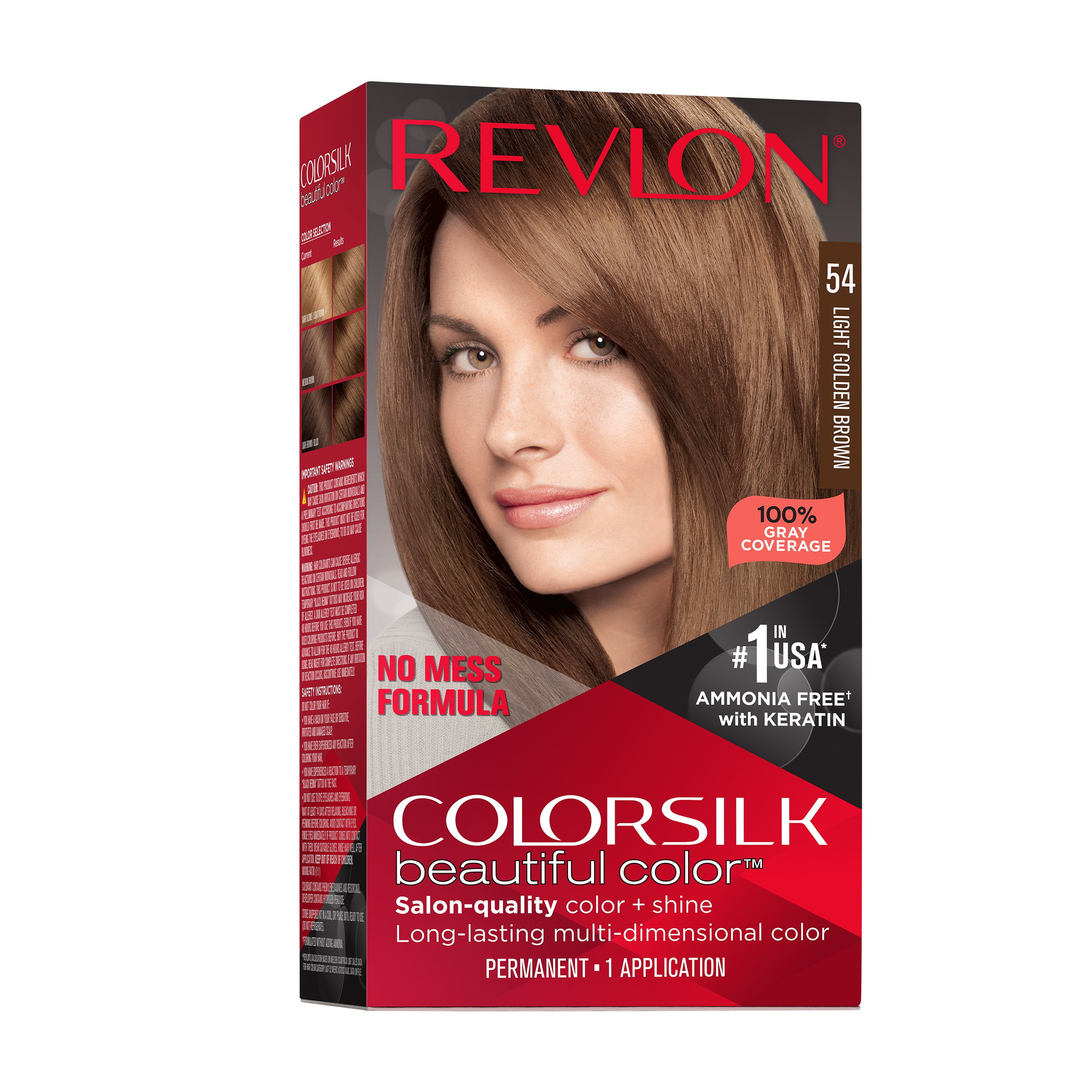 Revlon ColorSilk Hair Color - 54 Light Golden Brown, Each (Package May ...