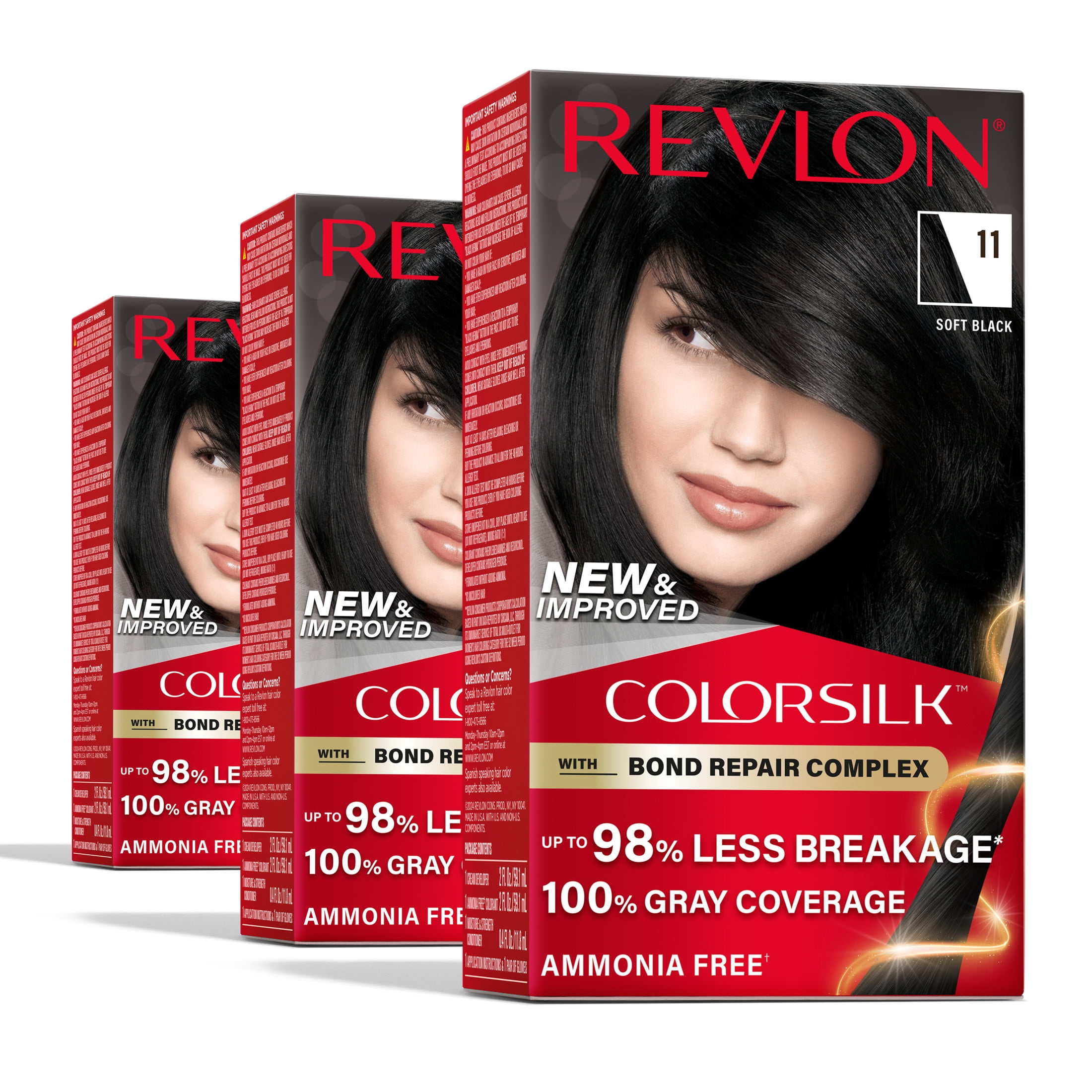 Revlon ColorSilk Permanent Hair Color, Bond Repair Complex, 11 Soft ...