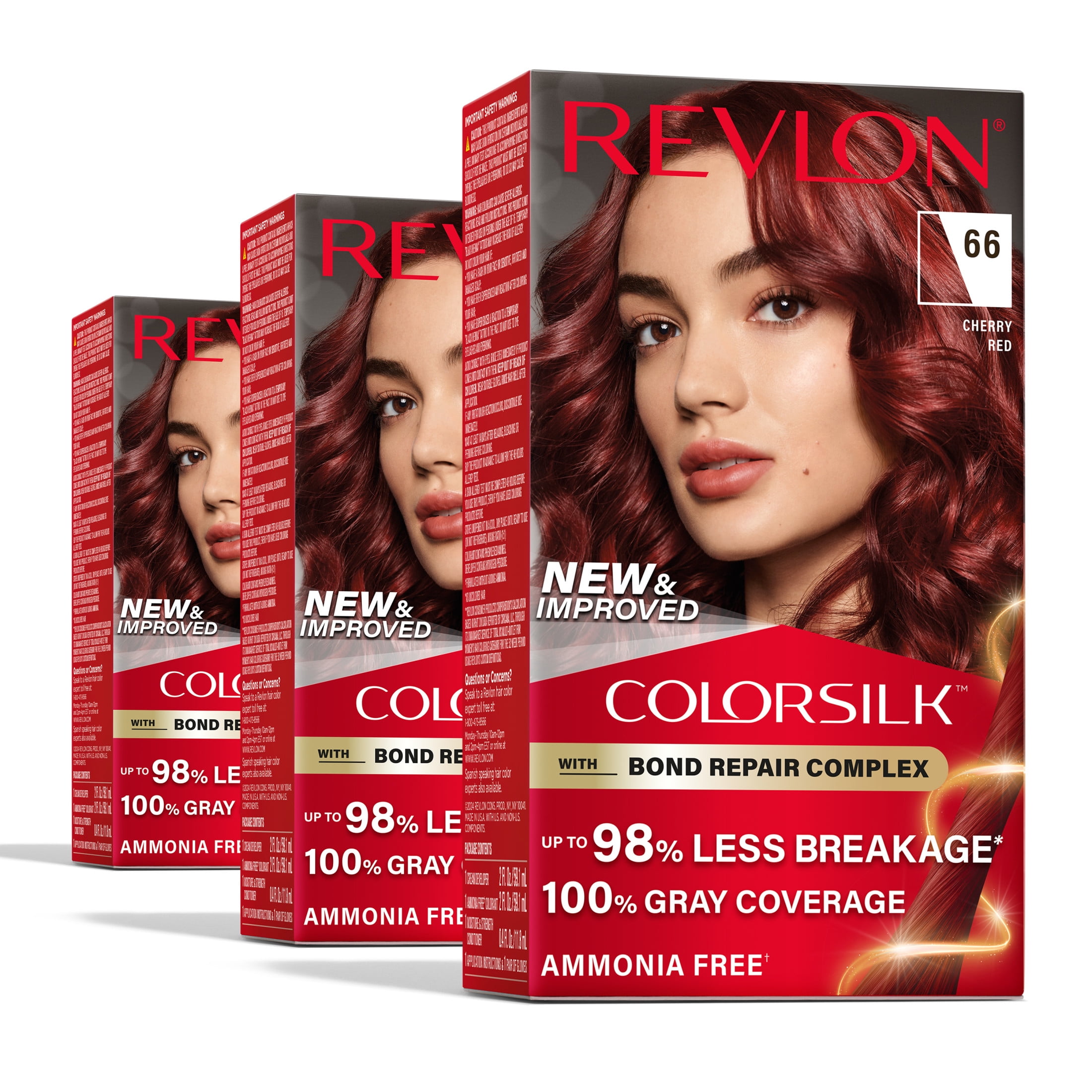 Revlon ColorSilk Permanent Hair Color, Bond Repair Complex, 66 Cherry ...