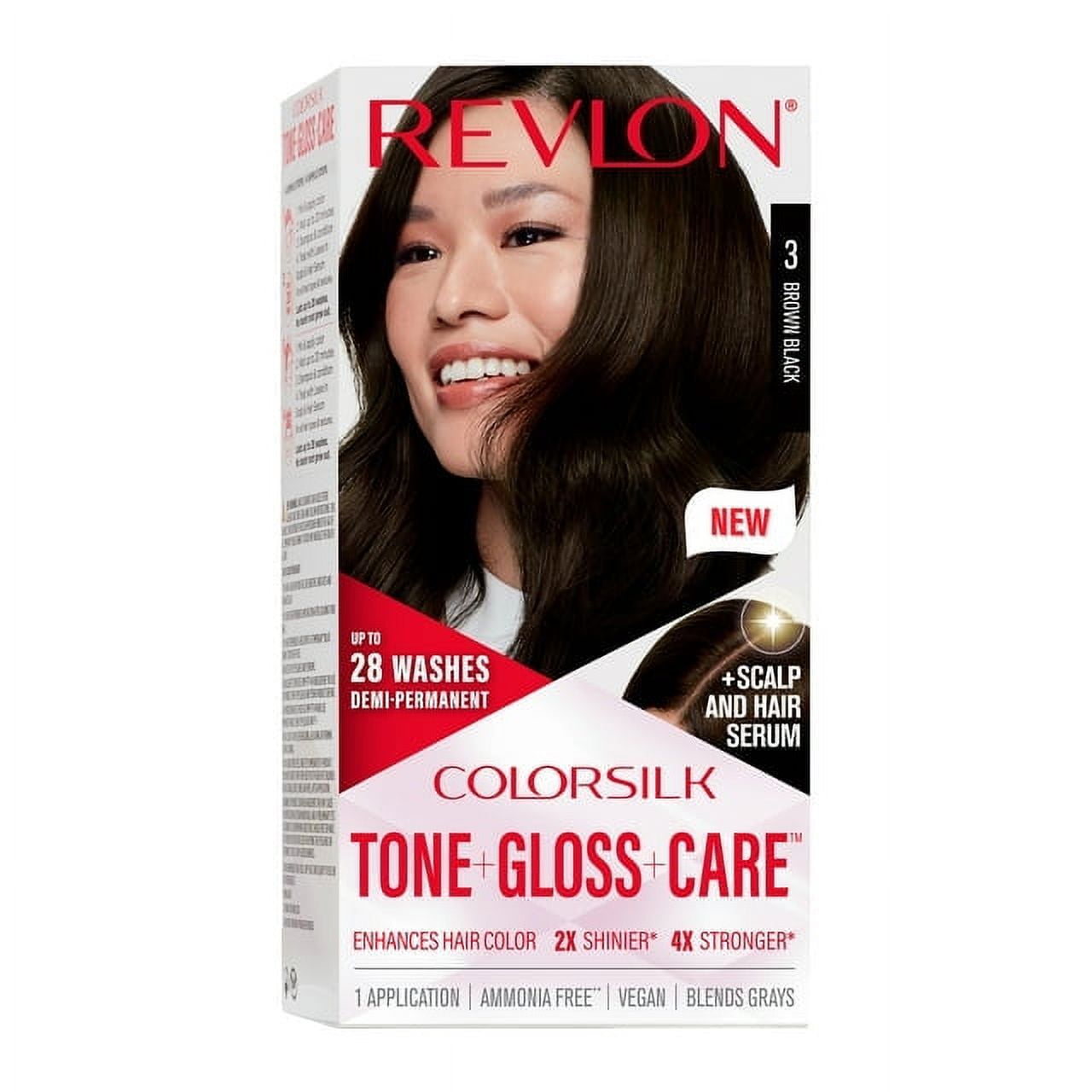 Revlon ColorSilk Tone + Gloss + Care Demi-Permanent Hair Color, 3 Brown ...