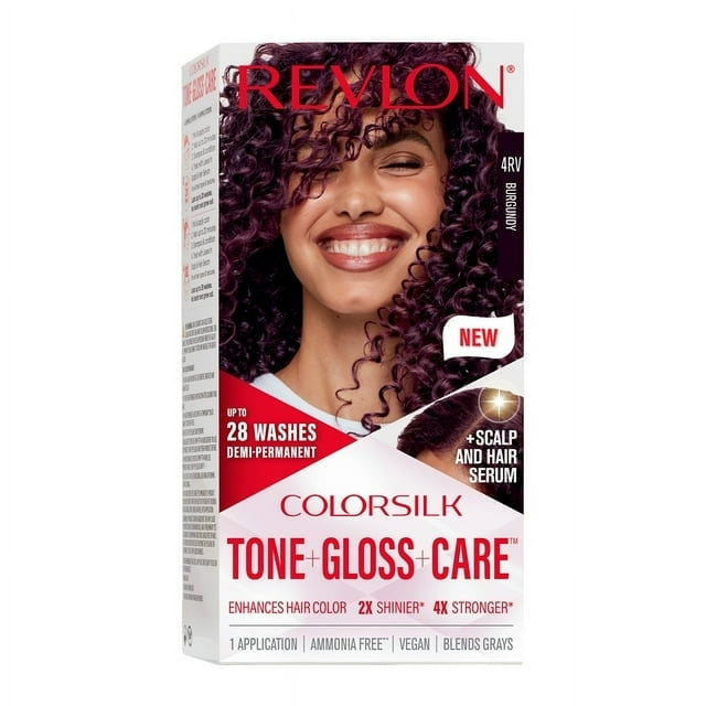 Revlon ColorSilk Tone + Gloss + Care Demi-Permanent Hair Color, 4RV ...