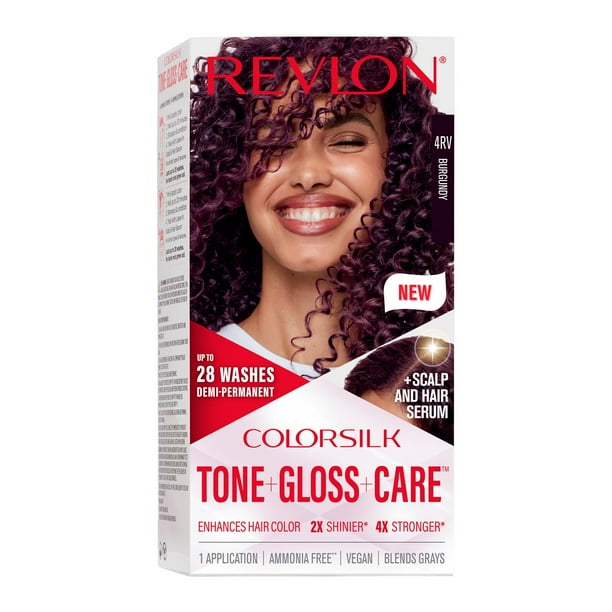 Revlon ColorSilk Tone + Gloss + Care Demi-Permanent Hair Color, 4RV ...
