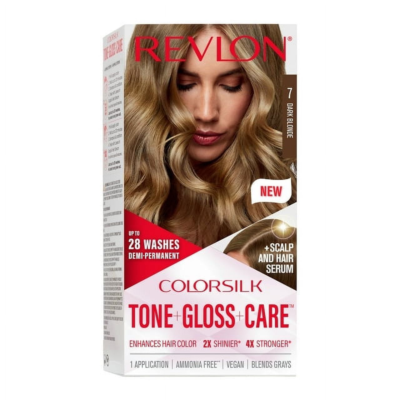Revlon ColorSilk Tone + Gloss + Care Demi-Permanent Hair Color, 7 Dark Blonde, 4.5 fl. Oz ...