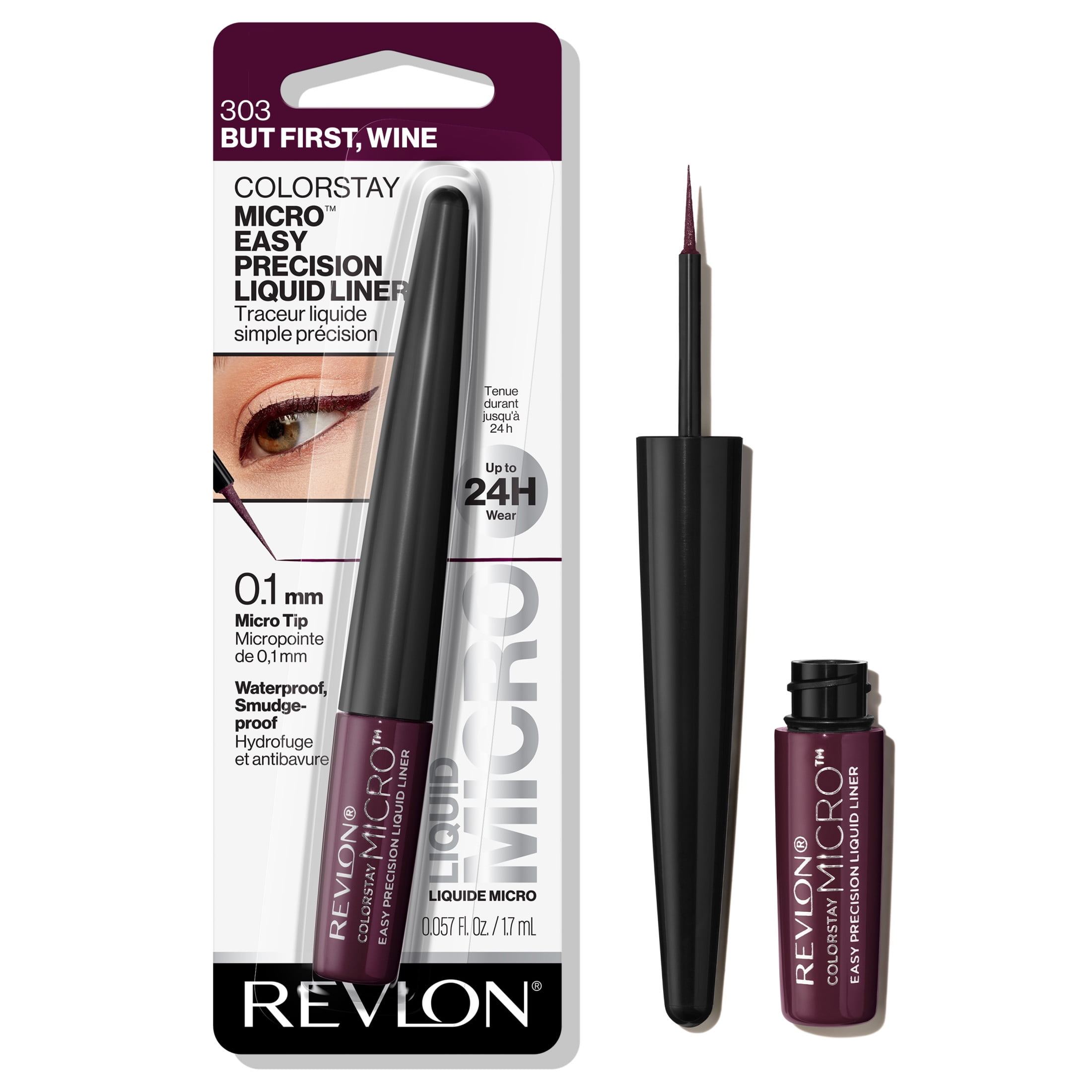 Revlon ColorStay Micro Easy Precision Liquid Eyeliner, 24hr Coverage, 303 But First, Wine, 0.057 ...