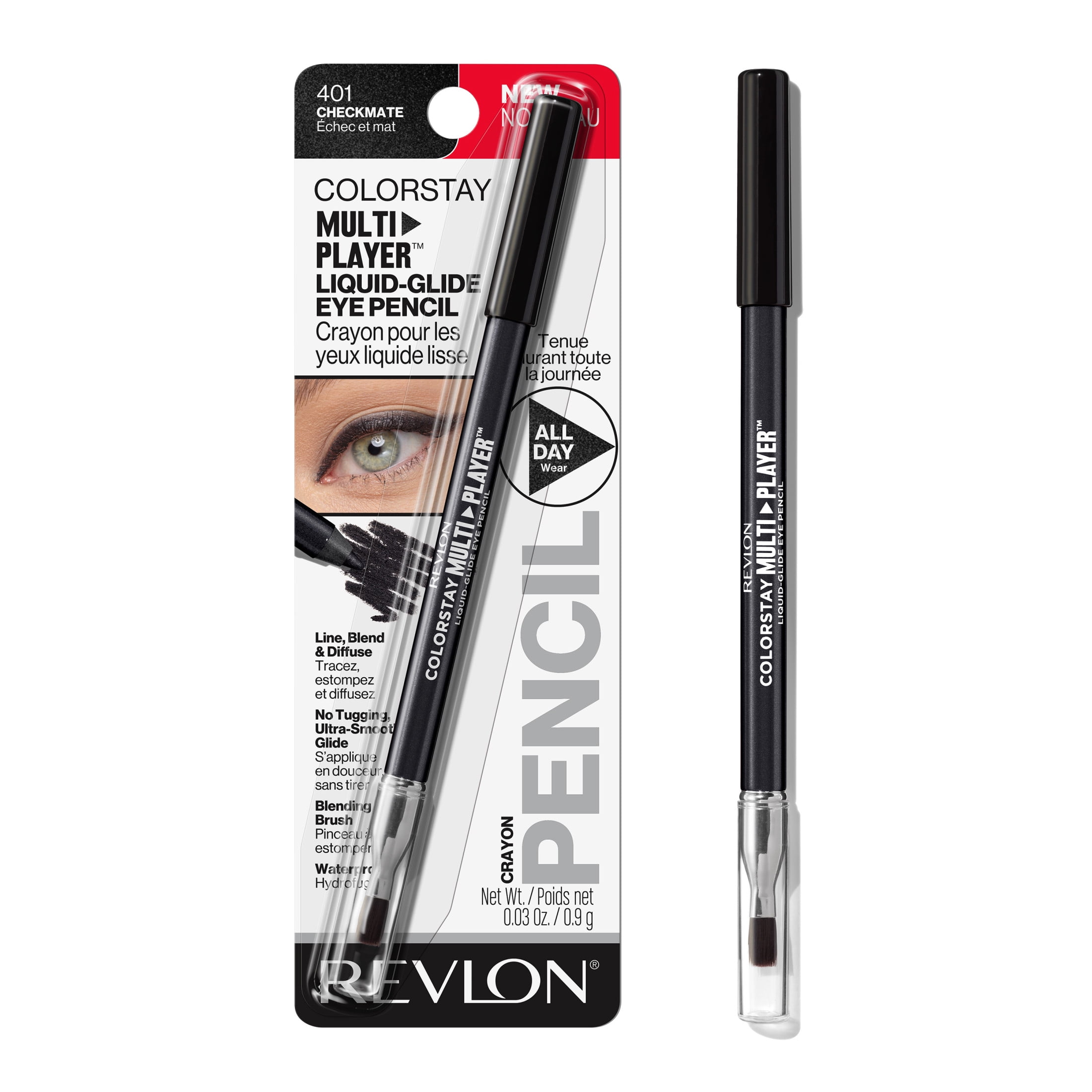 Revlon ColorStay Multiplayer Liquid-Glide Eye Pencil, Waterproof Eye Liner, 401 Checkmate, 0.03 ...