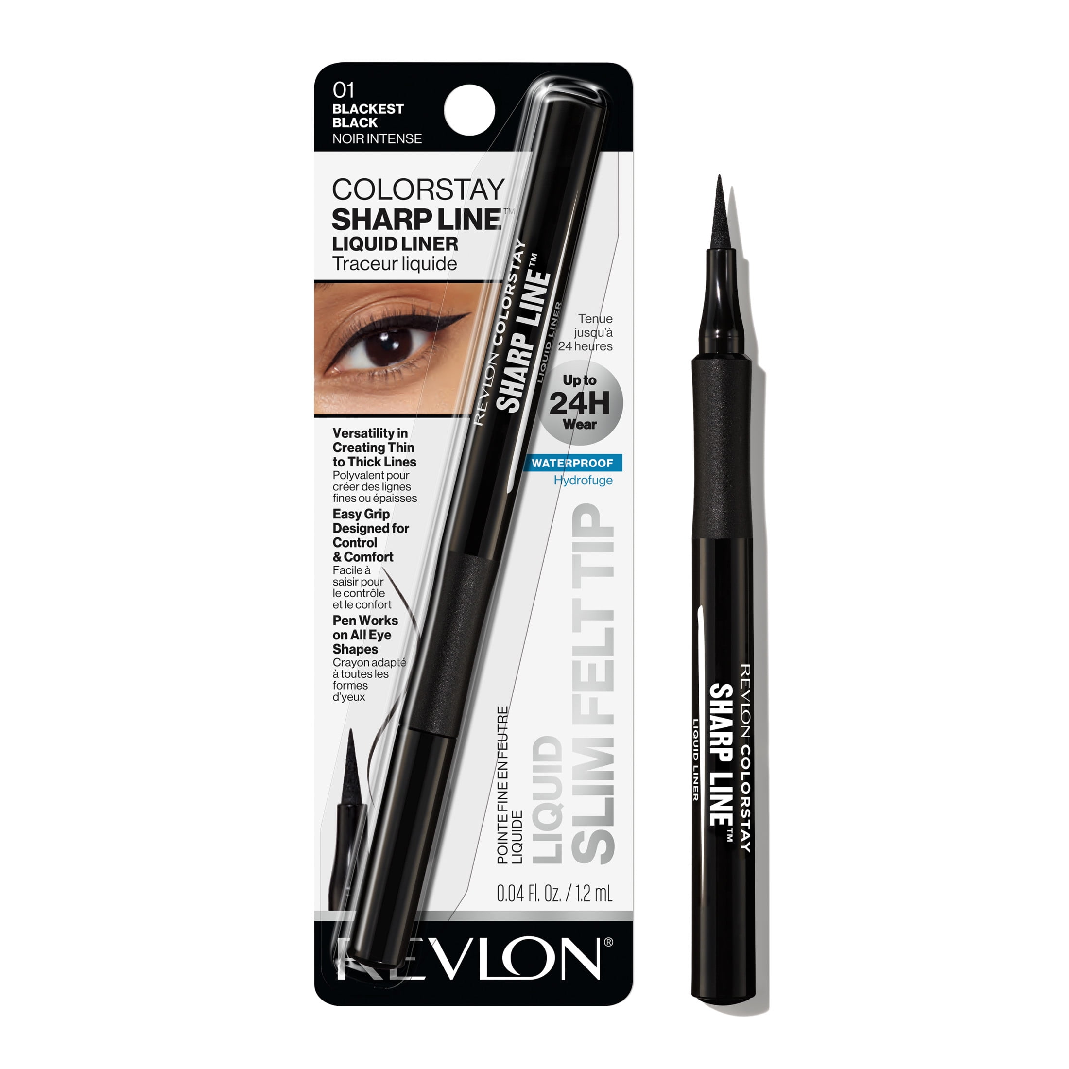 Revlon ColorStay Waterproof Liquid Eyeliner Pen, 003 Blackest Black, 24hr Intense Smudge-Proof ...