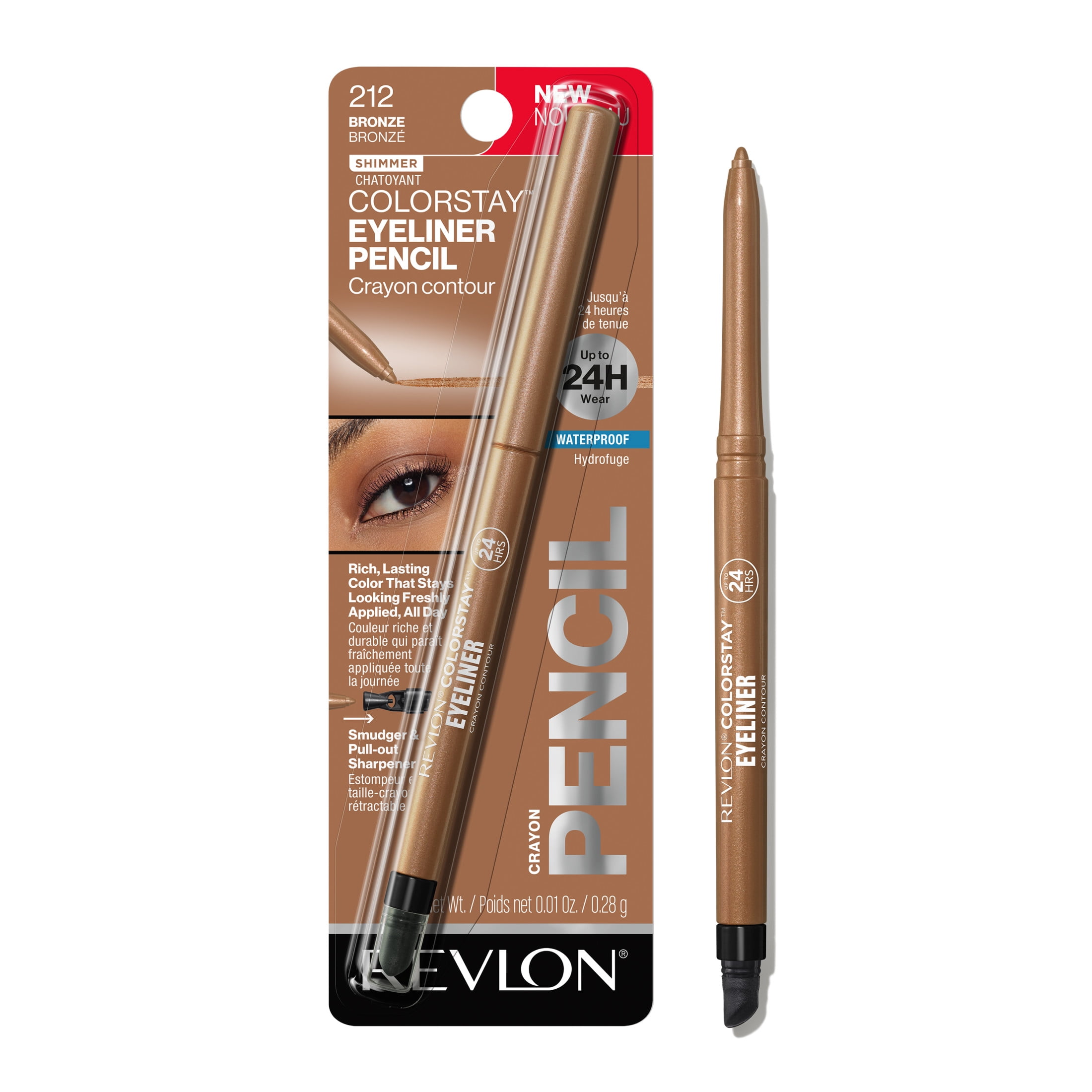 Revlon Waterproof Eyeliner Pencil in Bronze with Built-In Sharpener and ...