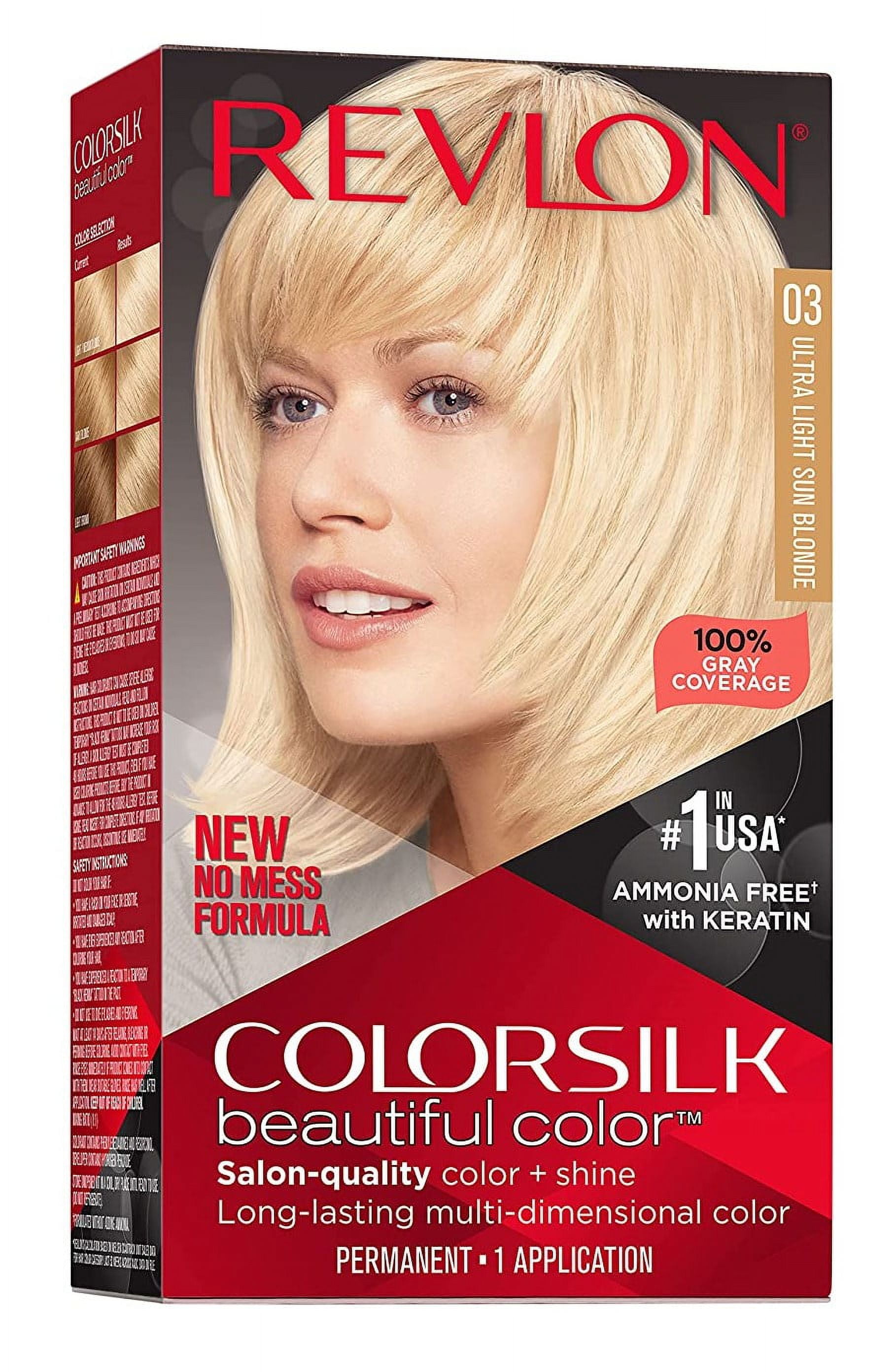 Revlon Colorsilk Hair Dye, #03 Ultra Light Sun Blonde, Ammonia-Free ...