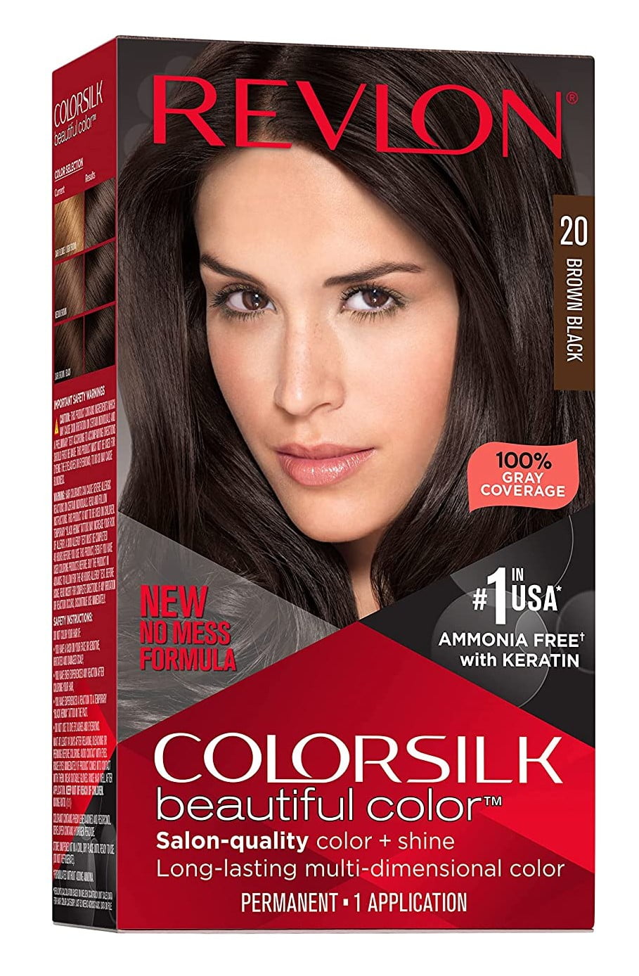 Revlon ColorSilk Hair Color, Brown Black 20, Pack of 3, Long-Lasting ...
