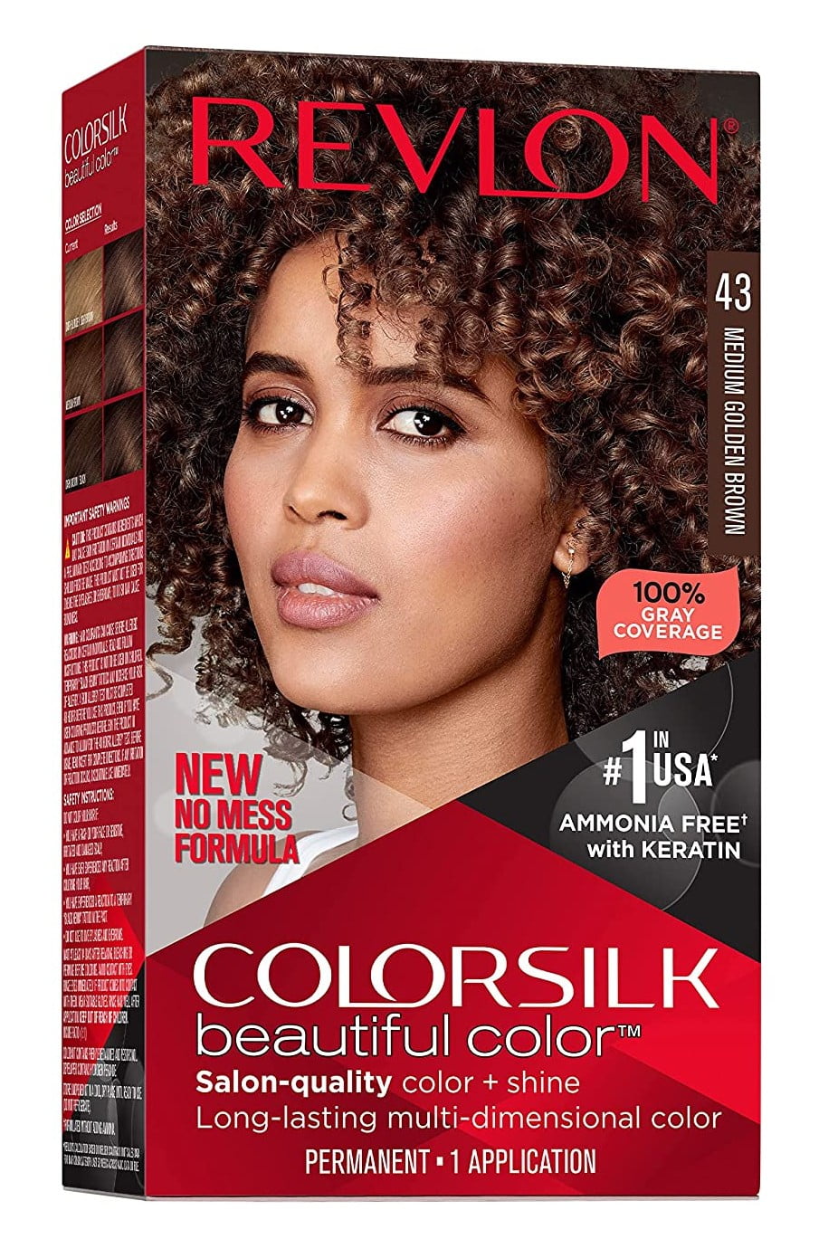 Revlon Colorsilk Hair Color, Medium Golden Brown #43, Pack of 2 ...