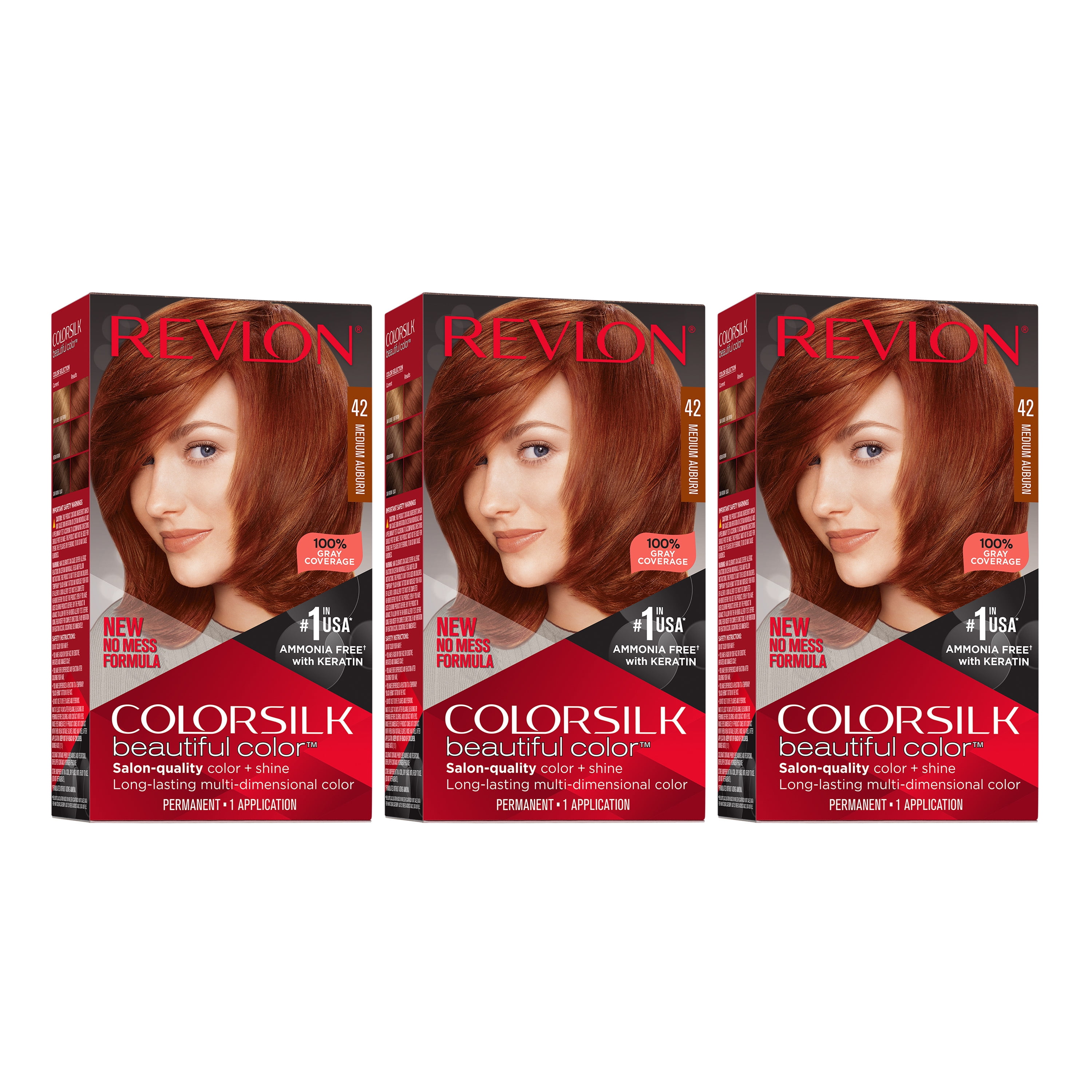 Revlon Colorsilk Beautiful Color Permanent Hair Color 3 Pack, 042 ...