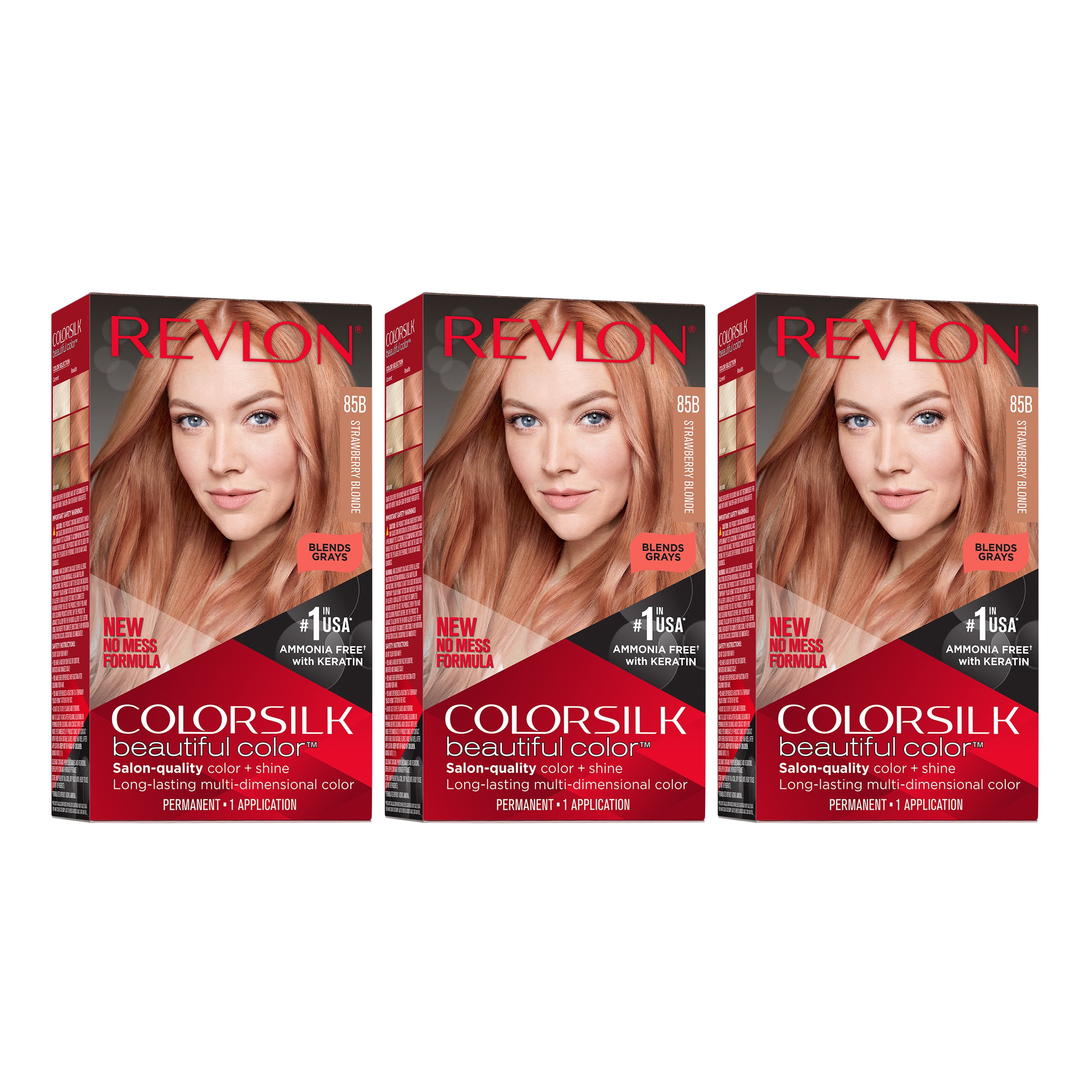 Revlon Colorsilk Beautiful Color Permanent Hair Color 3 Pack, 85B ...