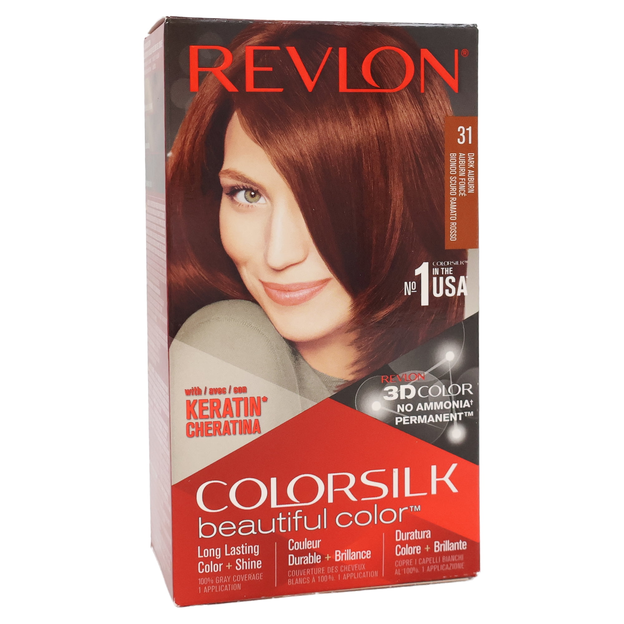 Revlon Colorsilk Permanent Hair Color, Dark Auburn, Shiny, Silky Finish ...