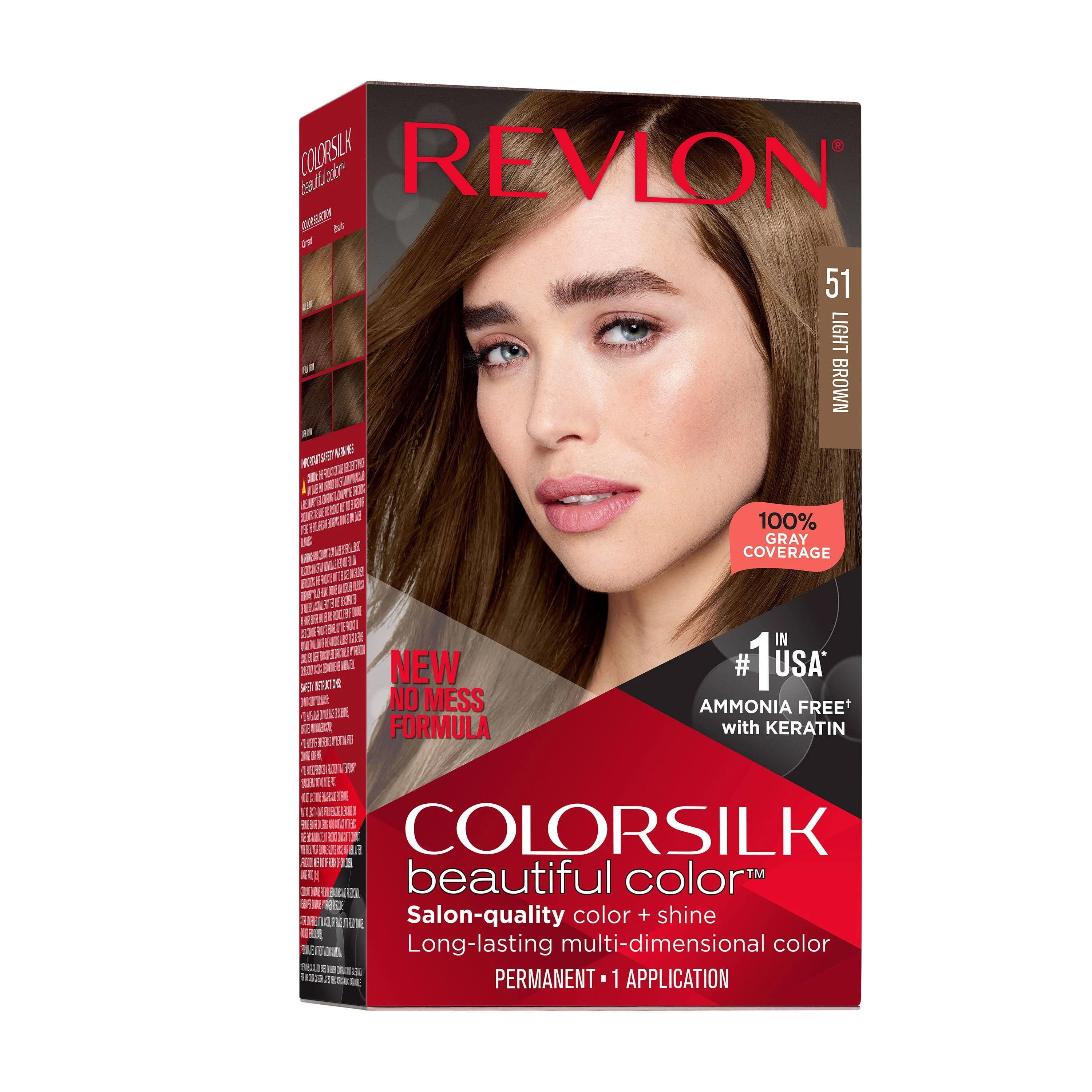 Revlon Hair Color 51 Light Brown Permanent Gray Coverage with Shine ...