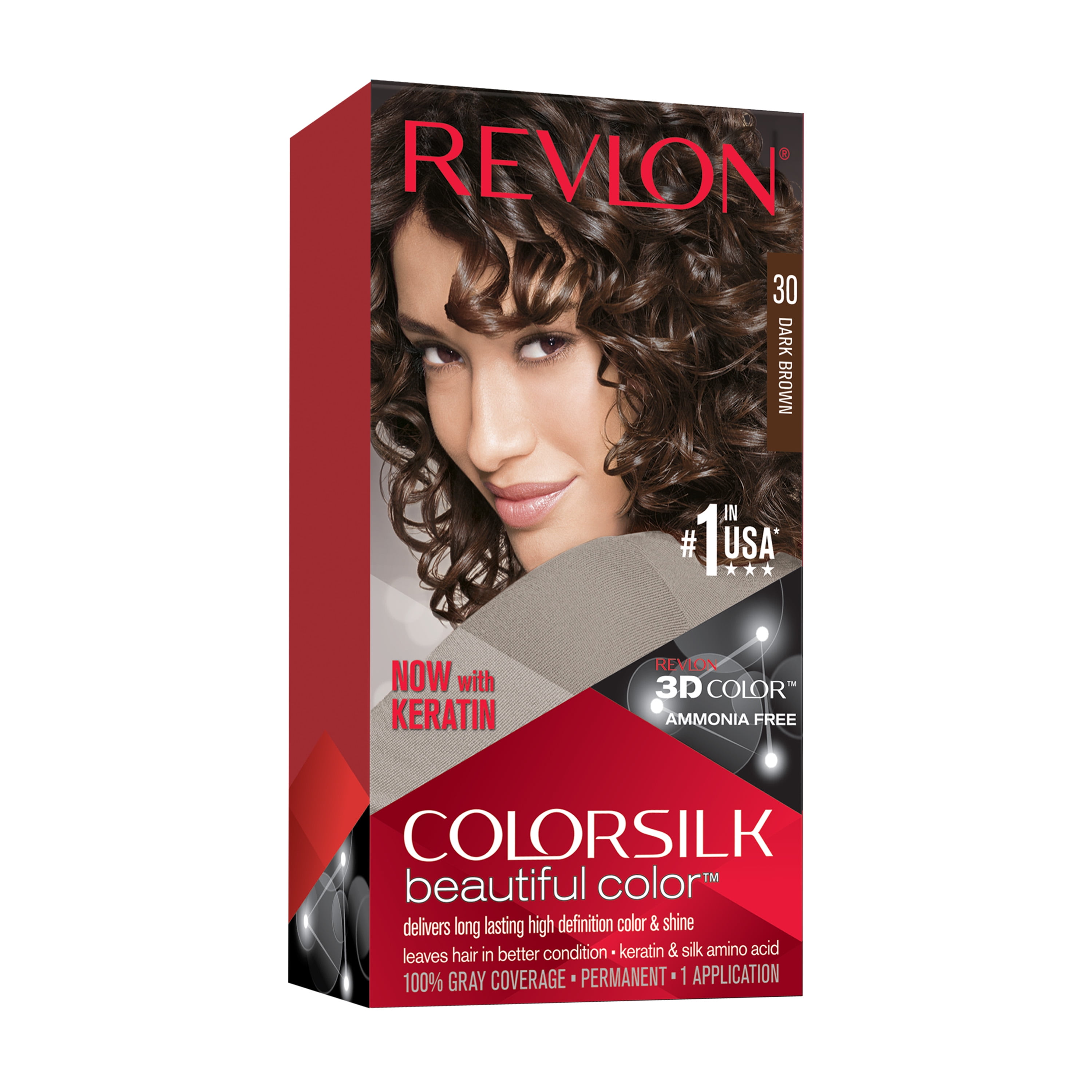 Revlon ColorSilk Beautiful Color Permanent Hair Dye, Dark Brown 30, 1 ...