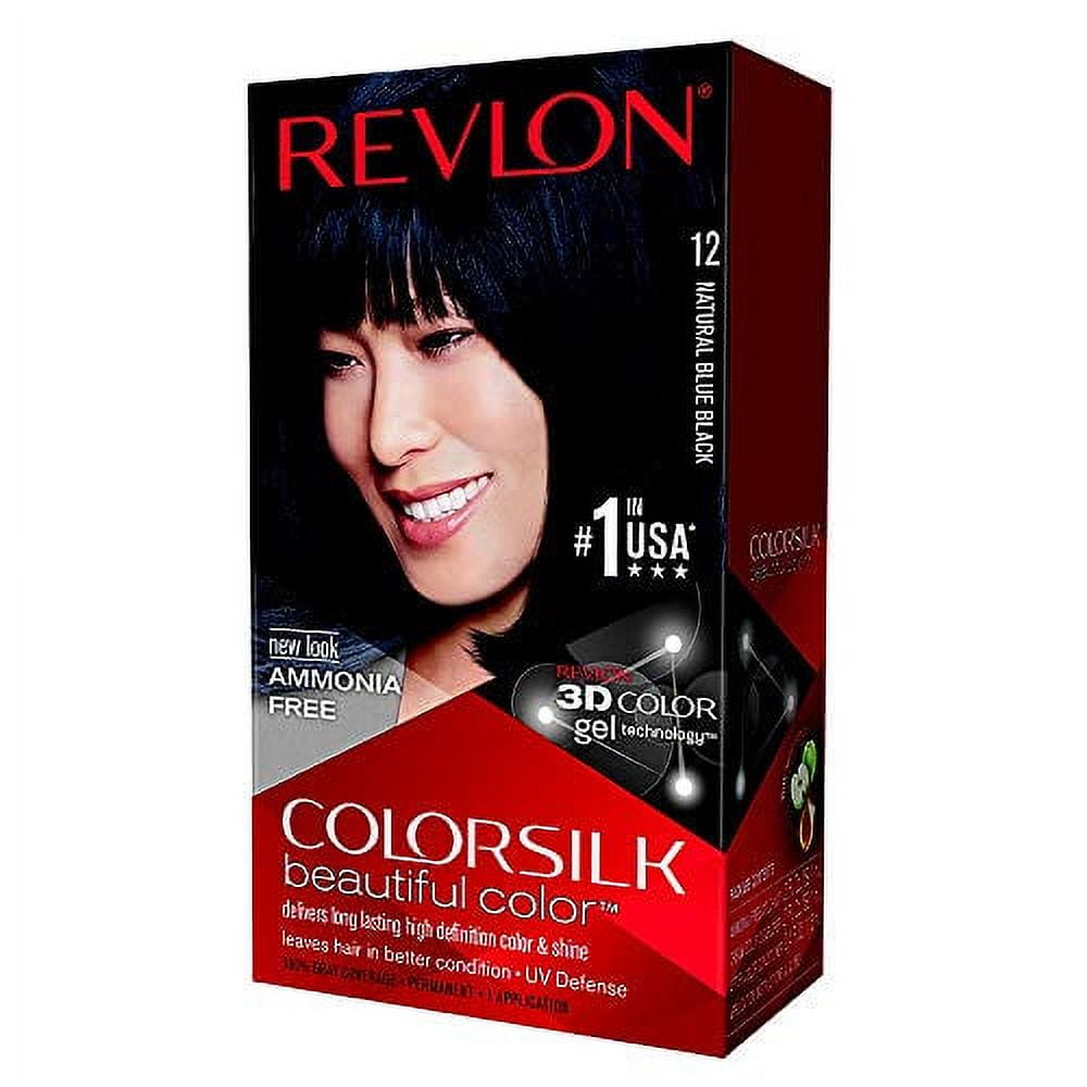Revlon Colorsilk Beautiful Permanent Hair Color, 12 Natural Blue Black ...