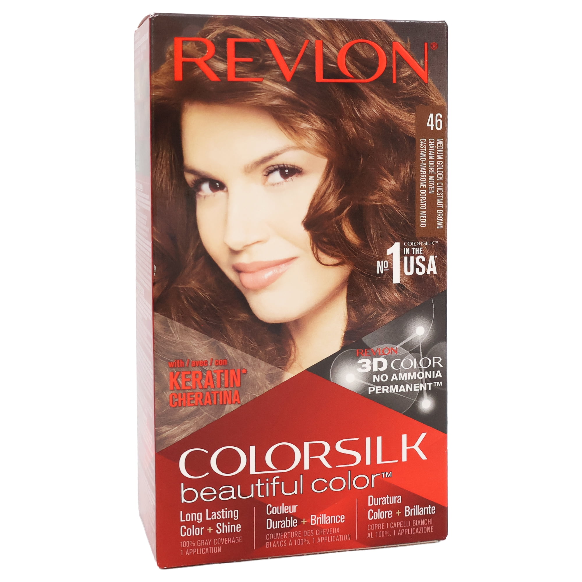 Revlon Colorsilk Beautiful Permanent Hair Color, 46 Medium Golden ...